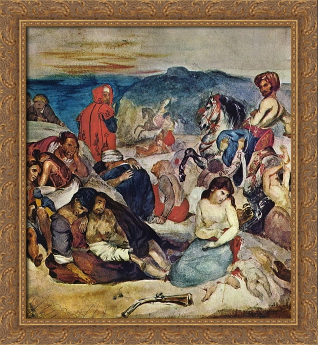 Massacre of Chios 28x30 Large Gold Ornate Wood Framed Canvas Art by ...