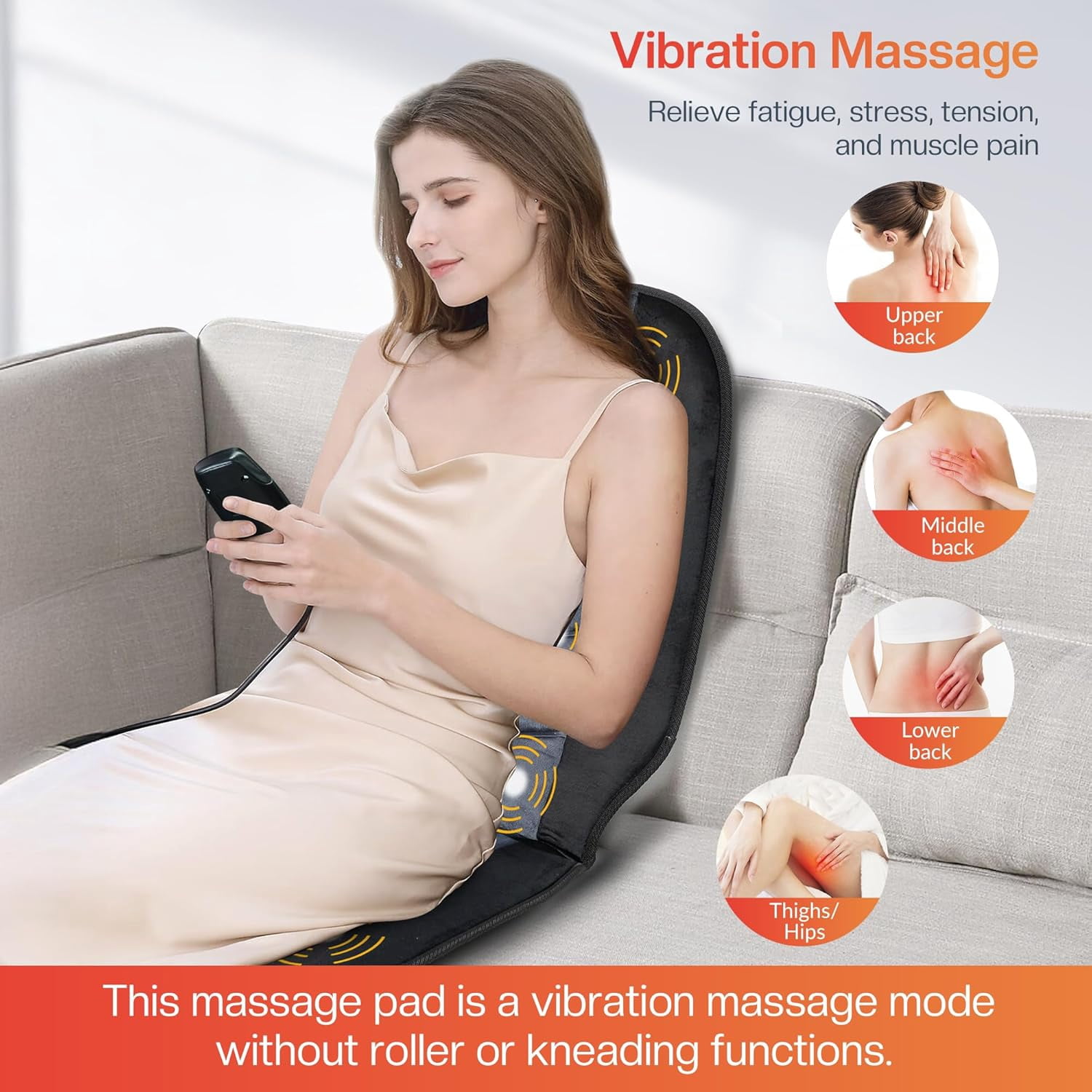 Massage Chair Pad with Heat and Vibration for Back Thigh, 10 Motors 3 ...