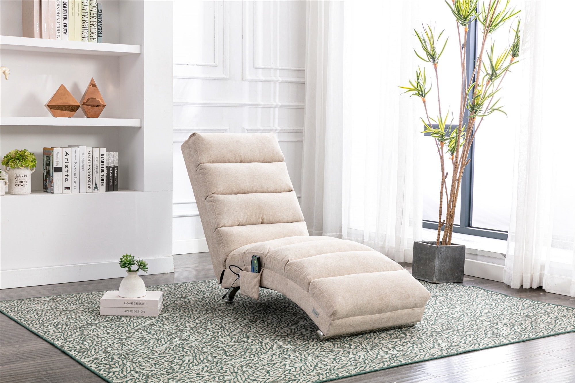 Massage Chaise Lounge, Electric Recliner Chair with 8 Massage Zones and ...