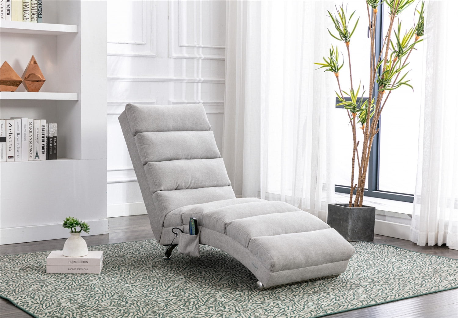 Light Grey Electric Massage Chaise Lounge, Ergonomic Recliner Chair for ...