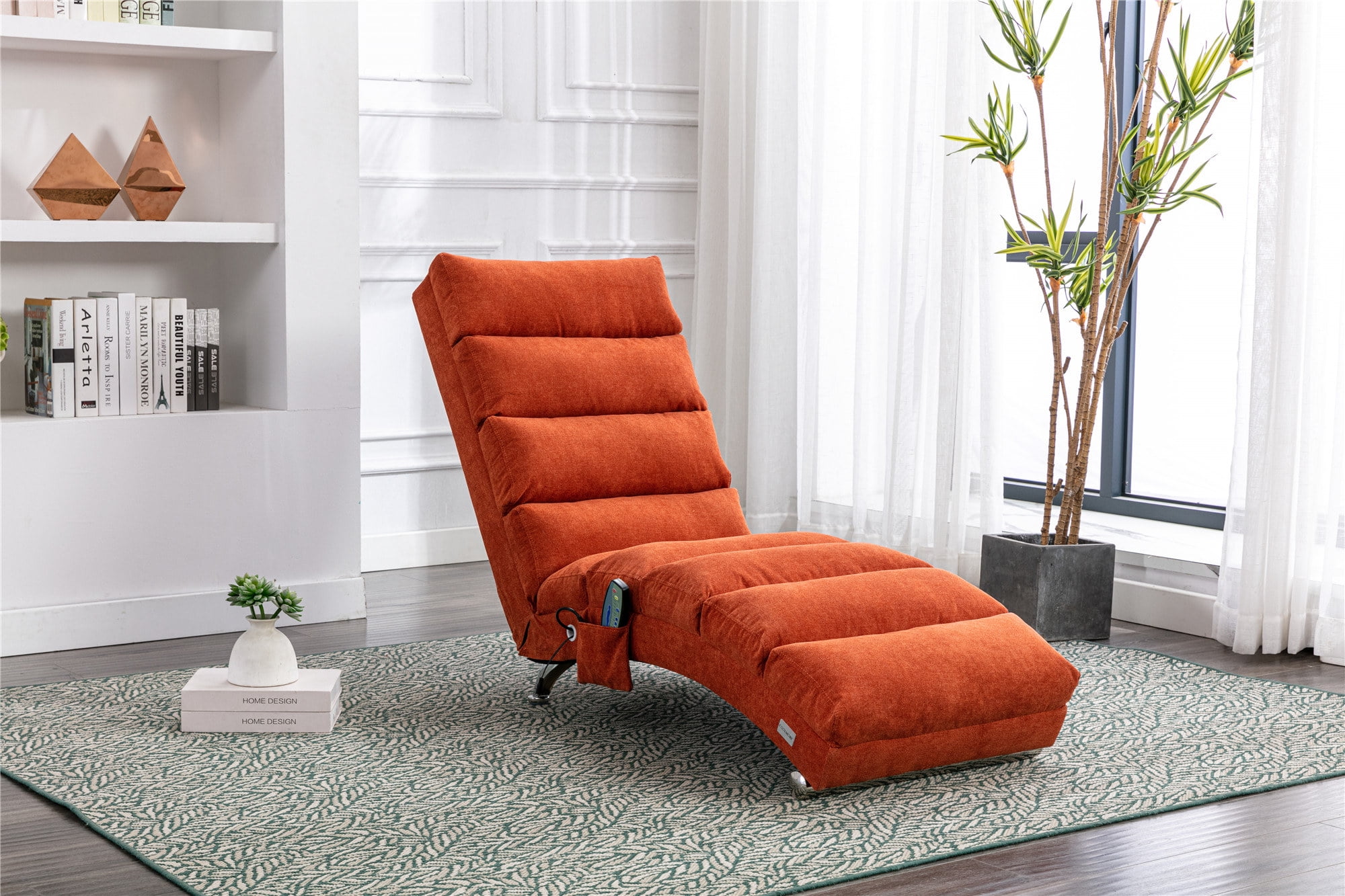 Orange Ergonomic Electric Massage Chaise Lounge with Remote Control for ...