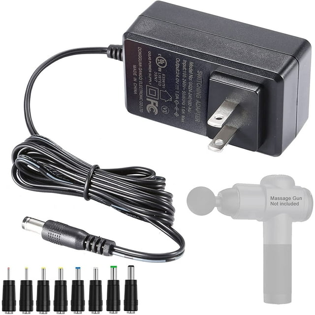 Massage Charger with 8pcs DC Header, 24V/1A Massage Gun Charger Output ...
