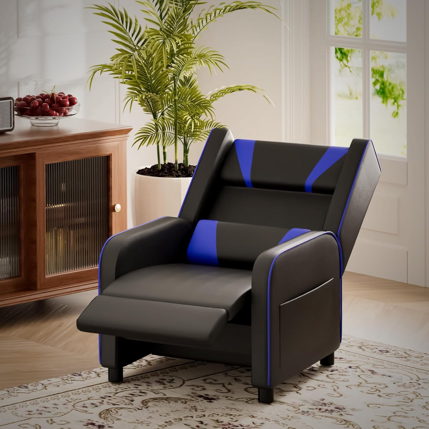 Massage Gaming Chair for Living Room, Adjustable Backrest and Footrest ...