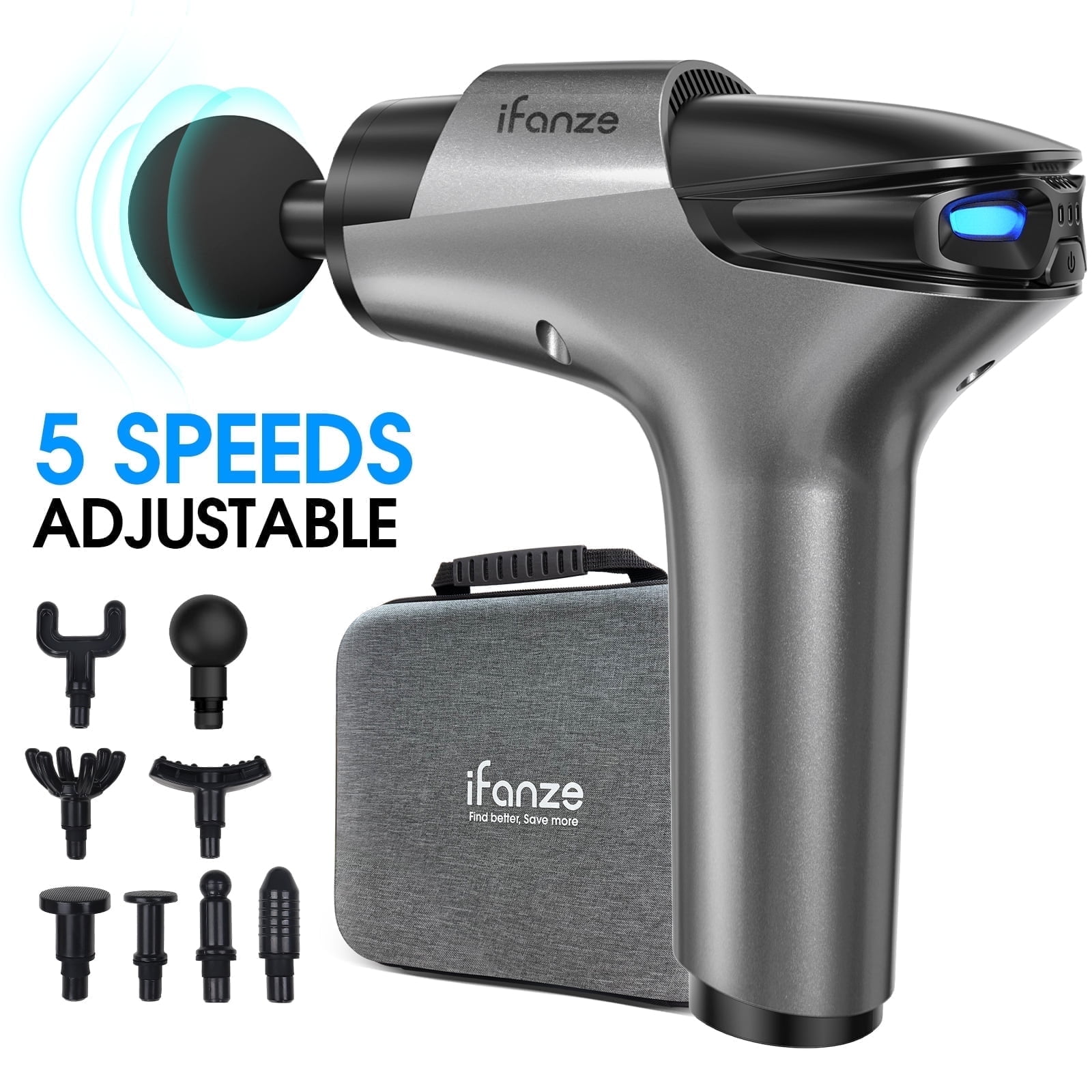 Massage Gun Deep Tissue, 5 Speeds Quiet Percussion Handheld Electric ...