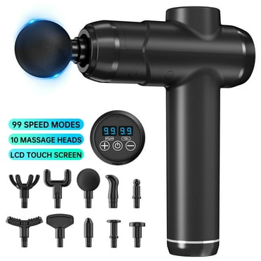 Brookstone Cordless Hot and Cold Percussion Deep Tissue Massager Gun, 6 Intensity Levels ...