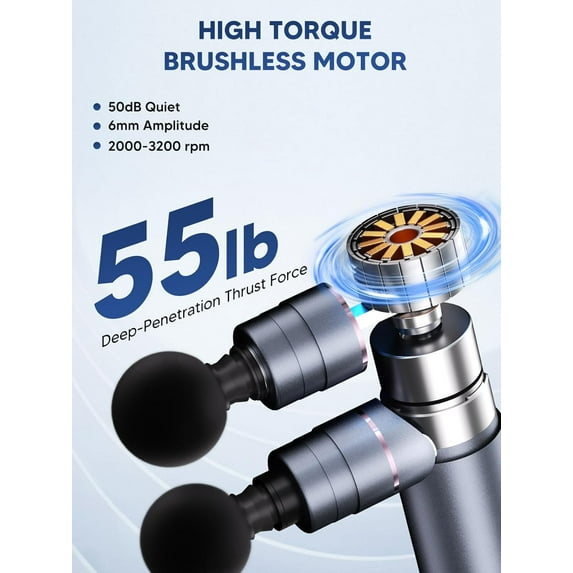 Massage Gun Deep Tissue with Double Heads, Full-Metal Electric Portable ...