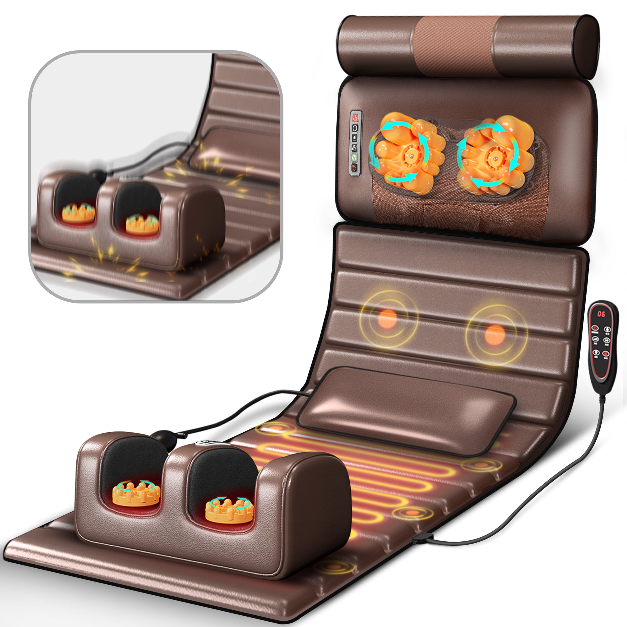 Brochao Massage Mat Full Body with Heat, 10 Vibration Motors & 5 ...