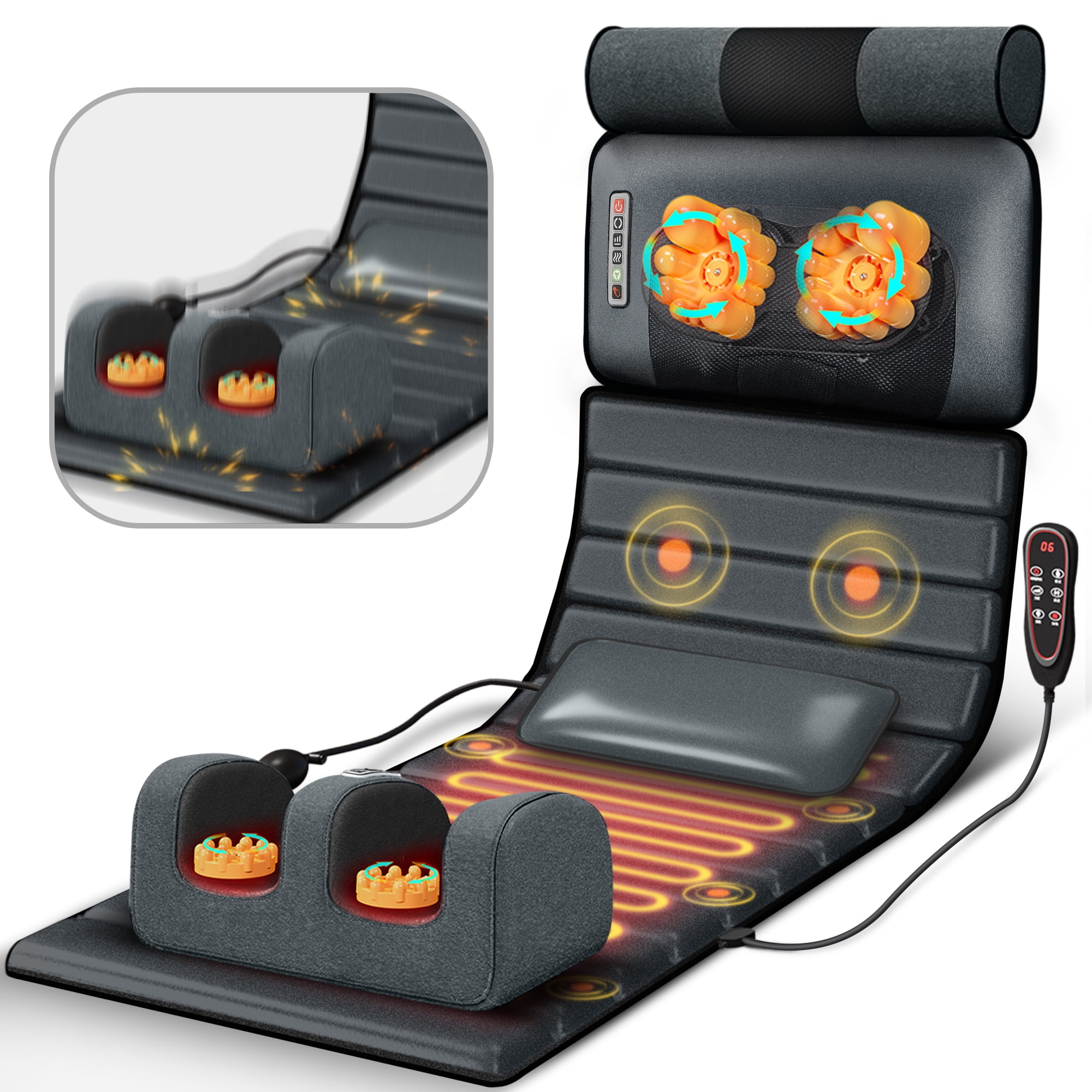 Brochao Massage Mat Full Body with Heat, 10 Vibration Motors & 5 ...