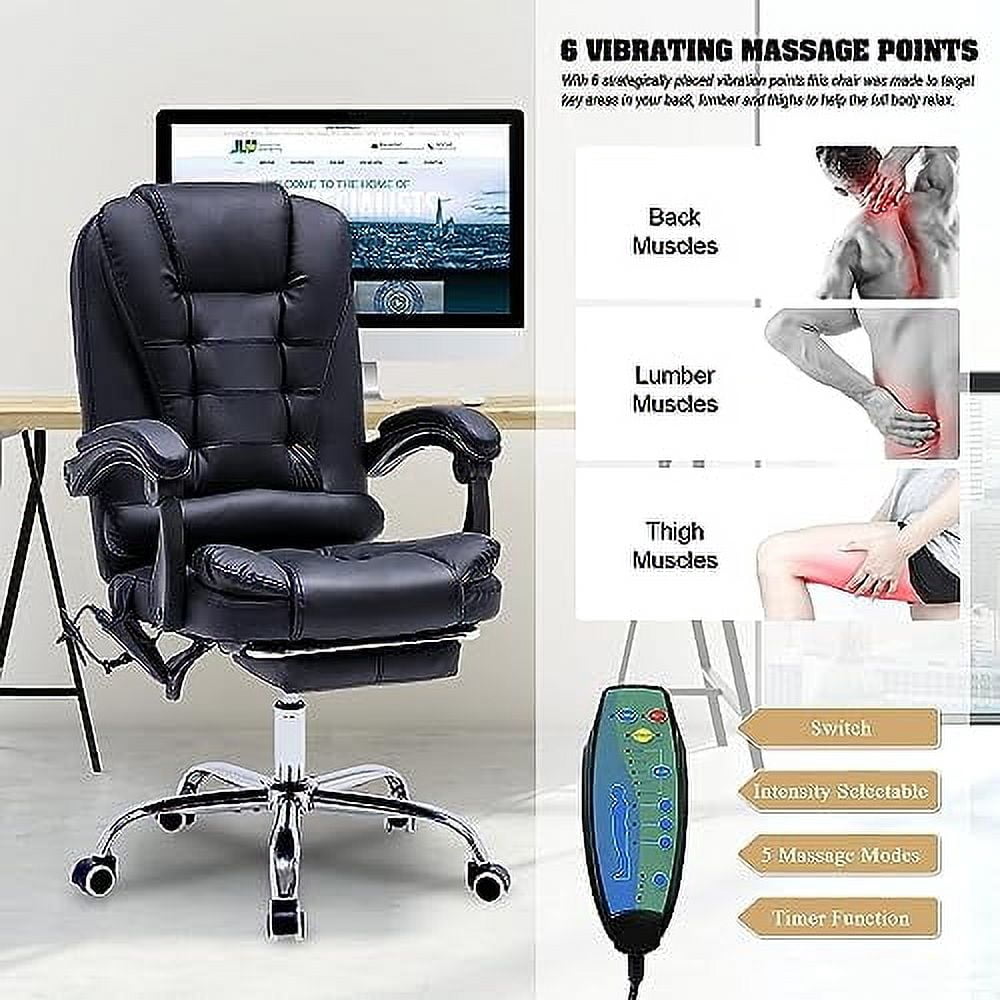Massage Office Chair, Ergonomic Executive Computer Chair w/Foot Rest ...