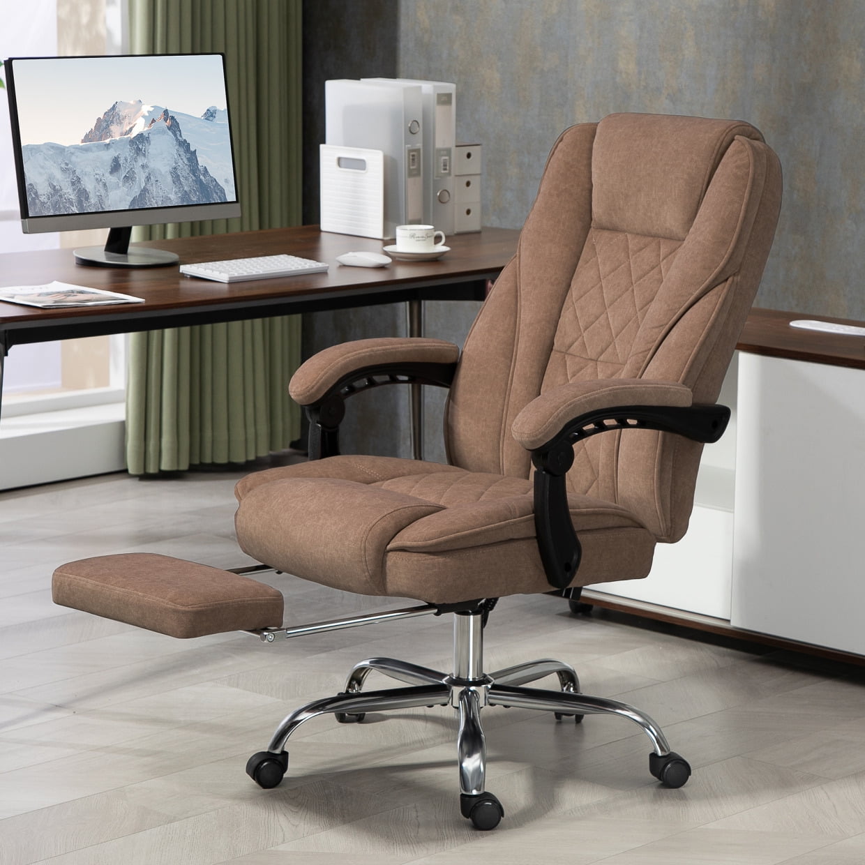 Massage Office Chair with Foot Rest, Height Adjustable Executive Office ...