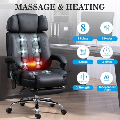 Massage Office Chair with Heat and 8 Vibration Points Big and Tall ...