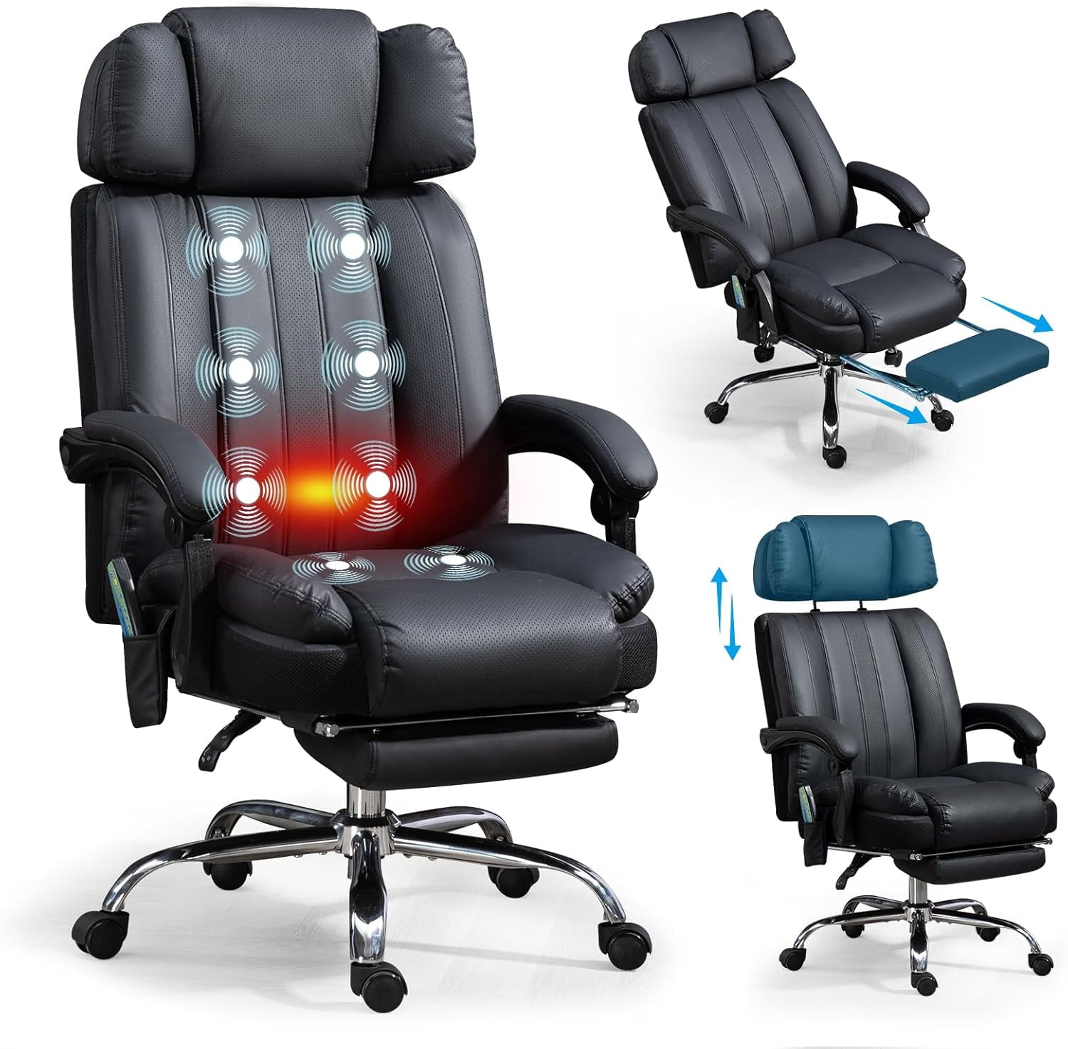 Massage Office Chair with Heat and 8 Vibration Points Big and Tall ...