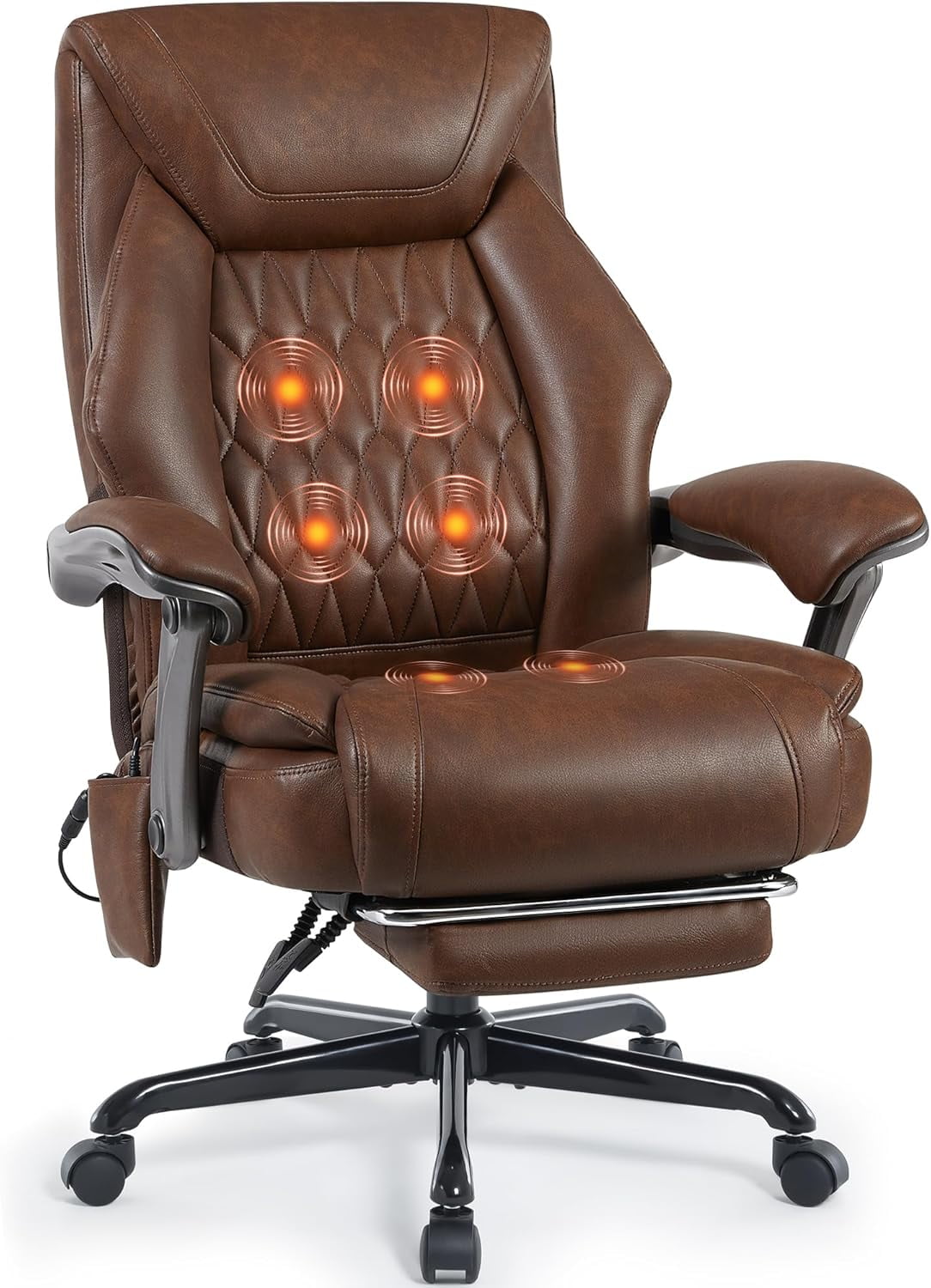 Massage Office Chair with Heating Function & Footrest, 6-Point ...