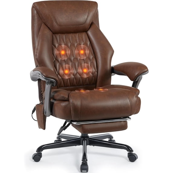Massage Office Chair with Heating Function & Footrest, 6-Point ...