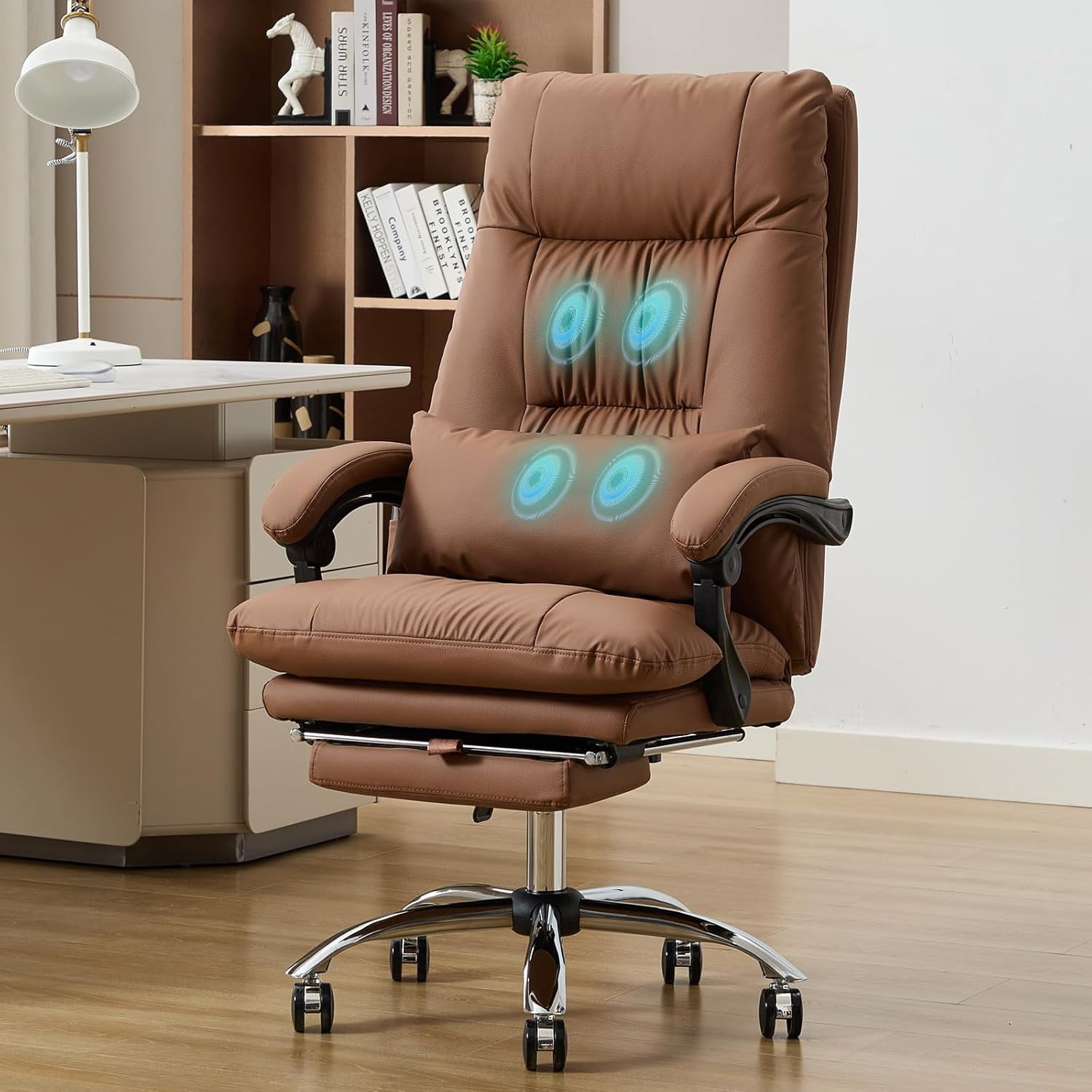 Massage Office Chair with Foot Rest - High Back 155° Reclining 6 Points ...
