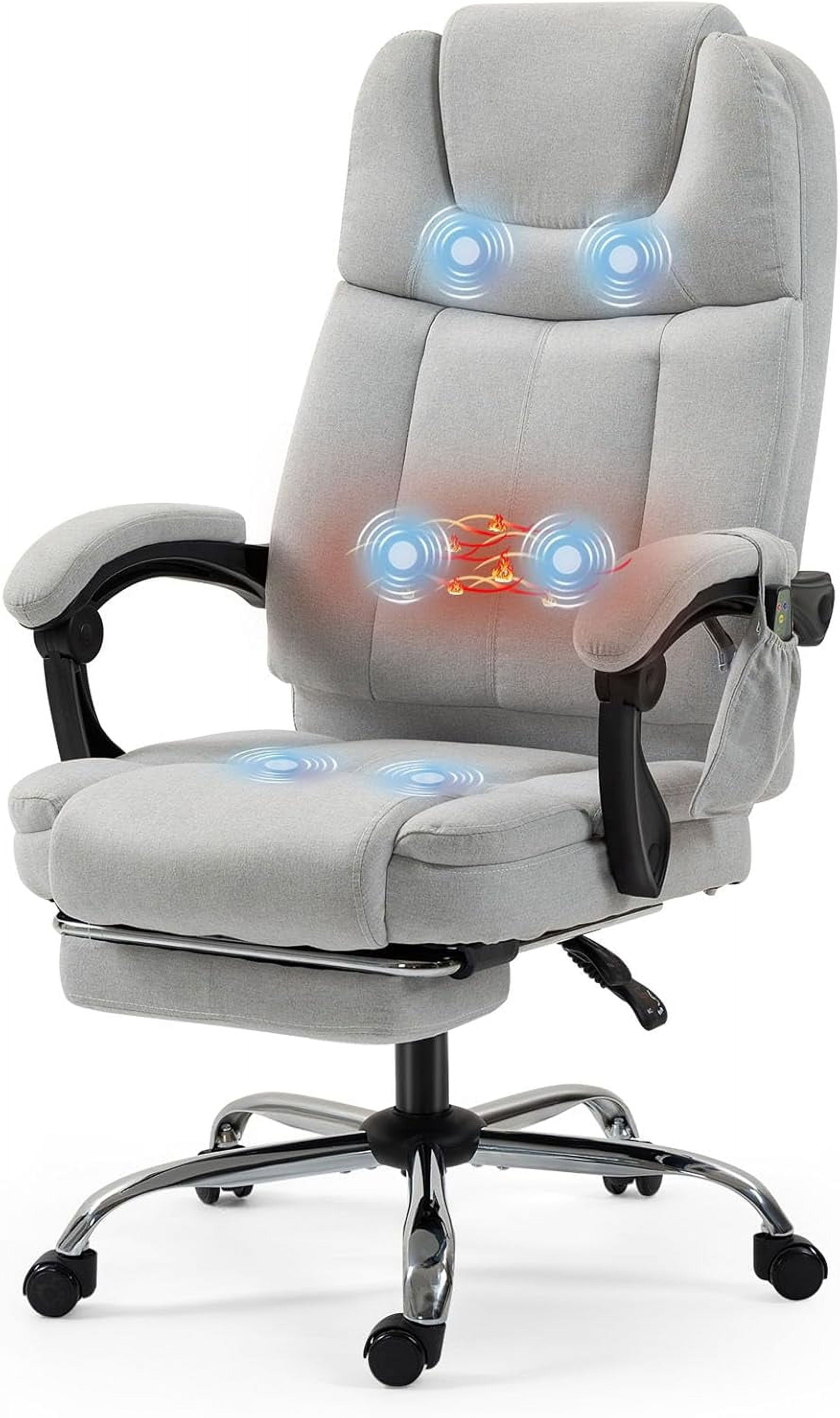 Massage Office Chair with Footrest, Ergonomic Adjustable Reclining ...