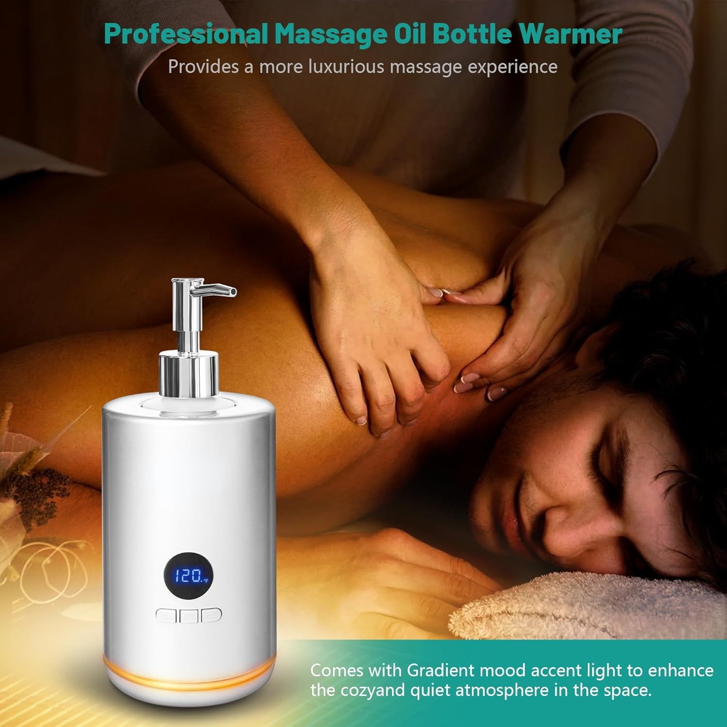 Massage Oil Warmer Bottle Professional Electric Lotion Digital Heater for SPA, Portable Oil ...