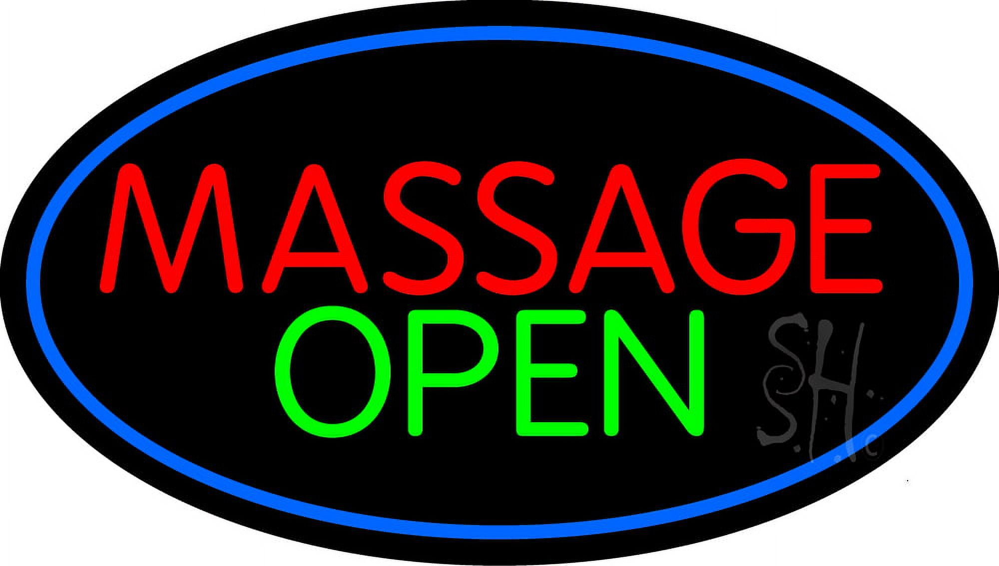 Massage Open LED Neon Sign 13 x 32 - inches, Black Square Cut Acrylic ...