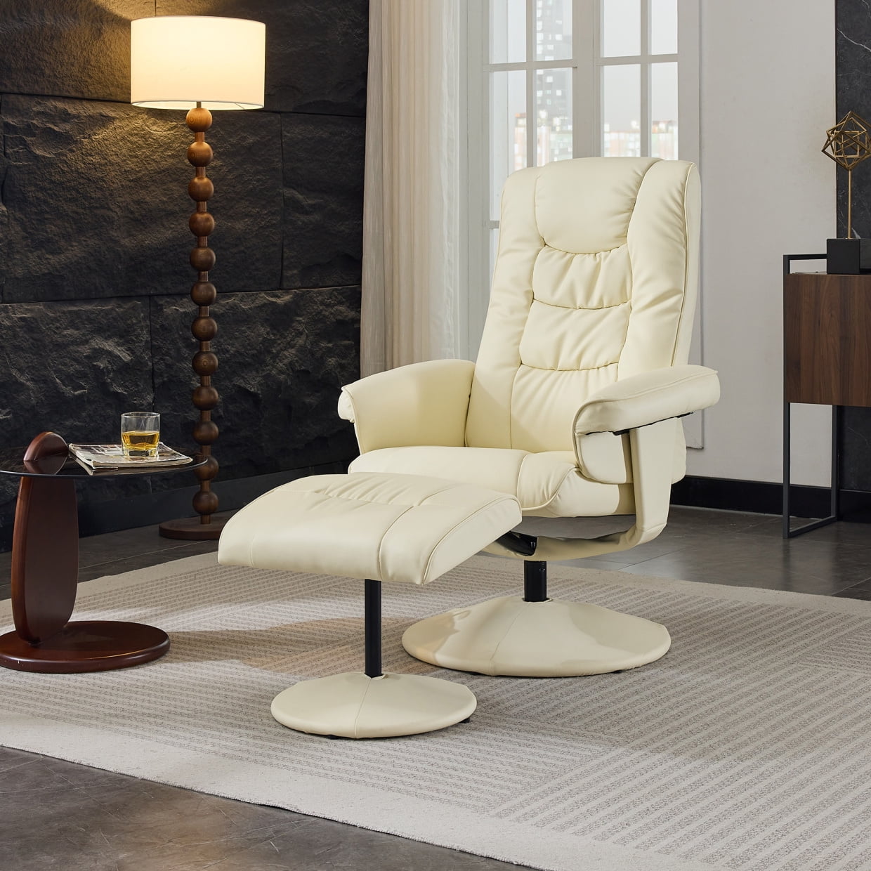 Massage Recliner Chair with Ottoman Footrest, Lounge Chair with 5-Point ...