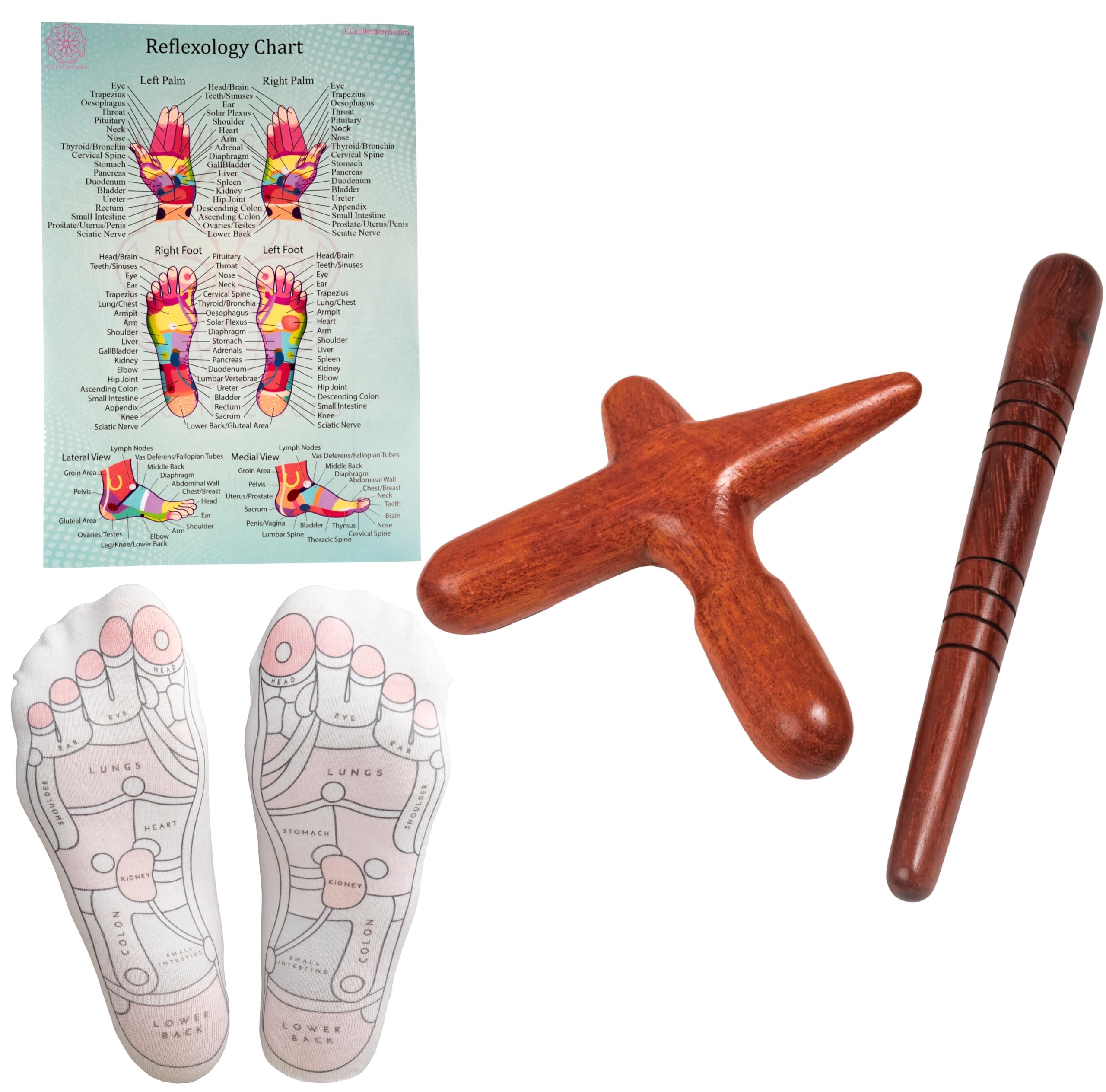 CCcollections Wood Therapy Massage Tools, Reflexology Wooden Stick Tool ...