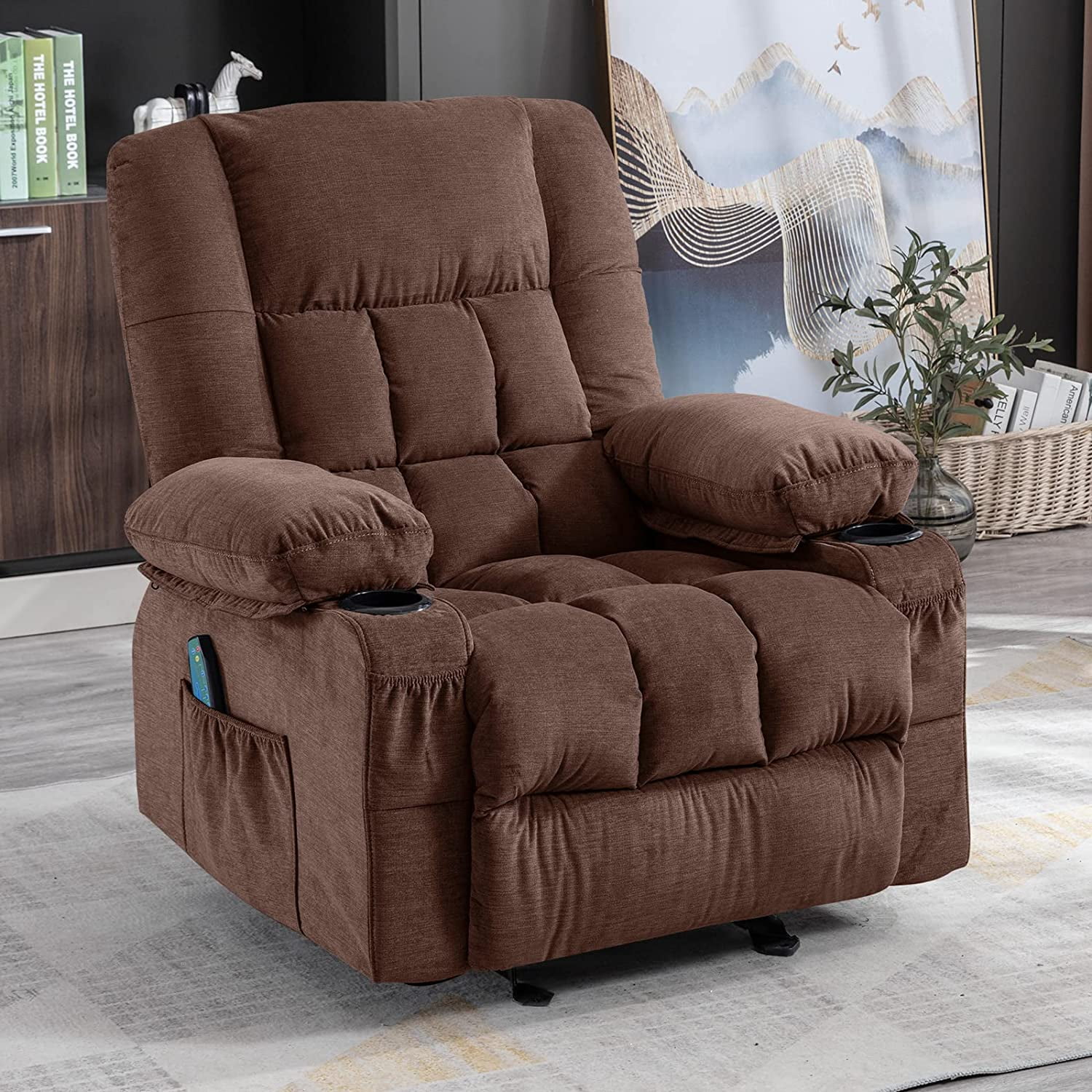 Massage Rocker Recliner Chair with Vibration Massage and Heat Ergonomic ...