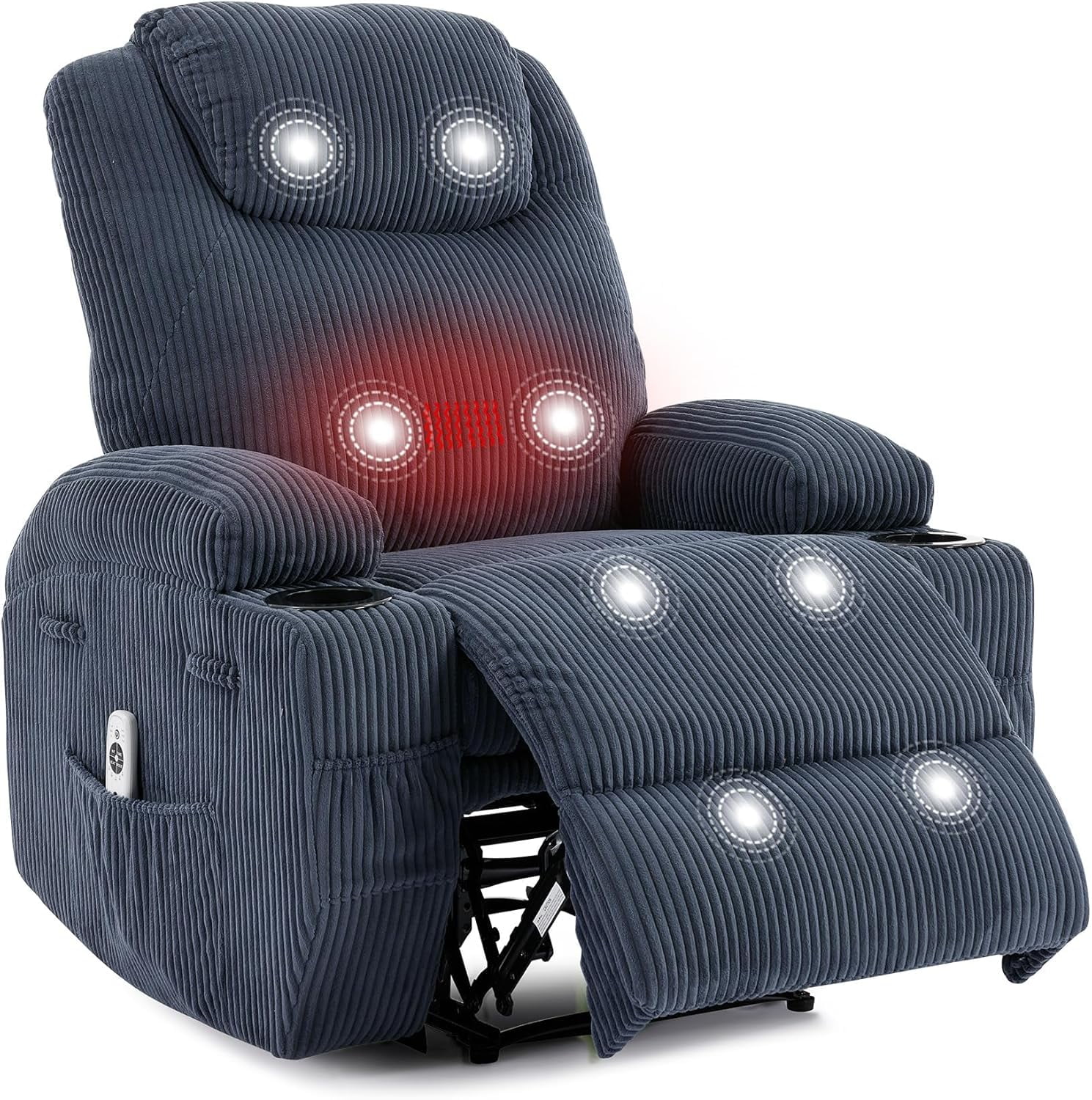 Massage Rocker Recliner Chair with Heat and Vibration Ergonomic Rocking ...