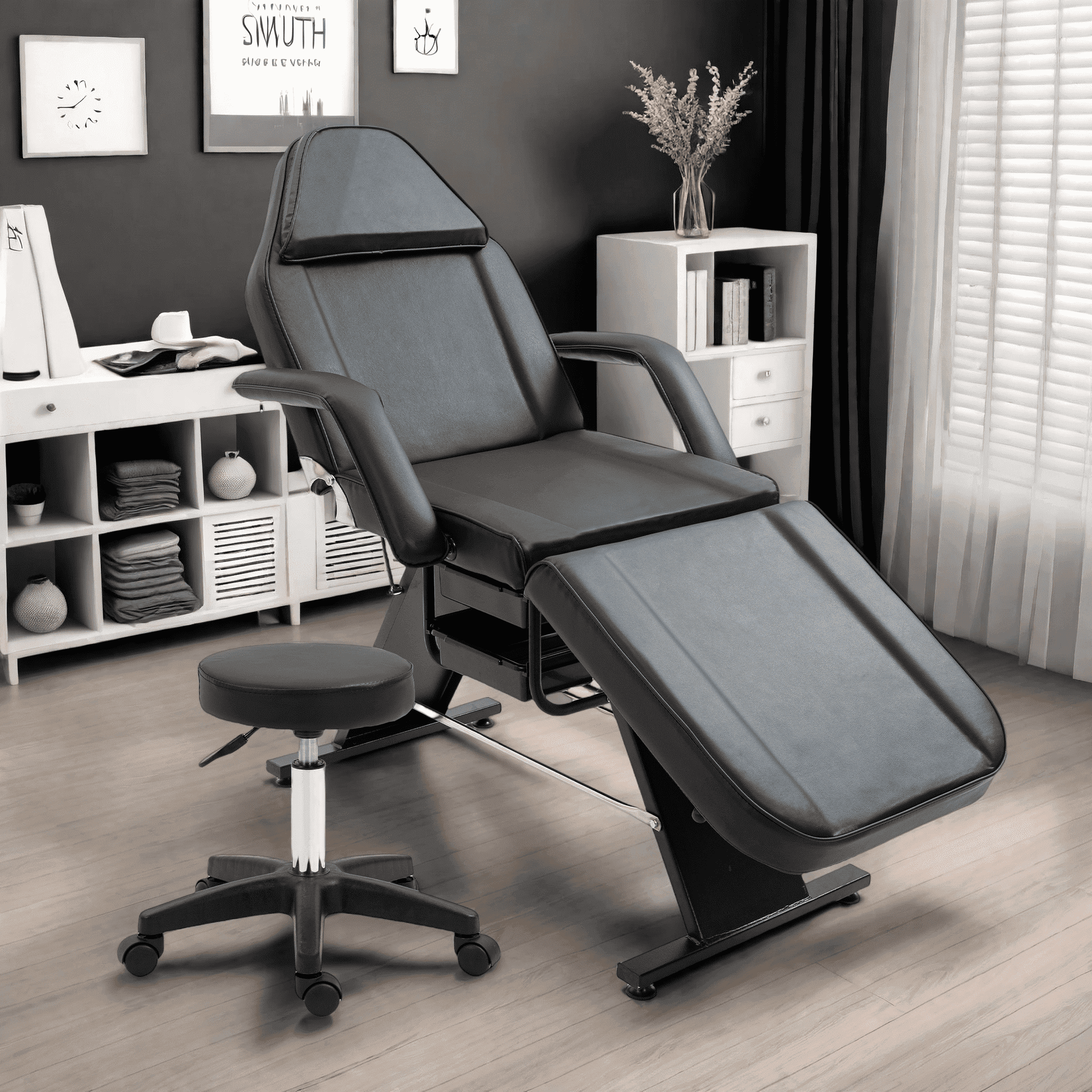 Massage Salon Tattoo Chair with Two Trays, Esthetician Bed with ...