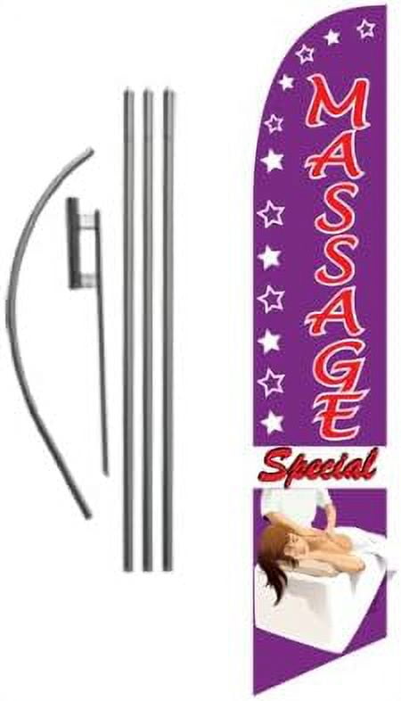 Massage Special Feather Swooper Flag Set with 15 Foot Flag Pole Kit and ...