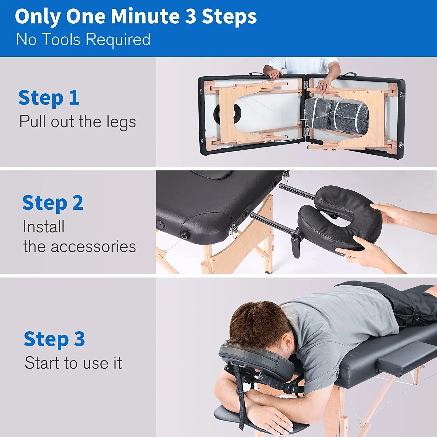 Massage Table 84 Inches Long Portable with Carry Case Table Black ...