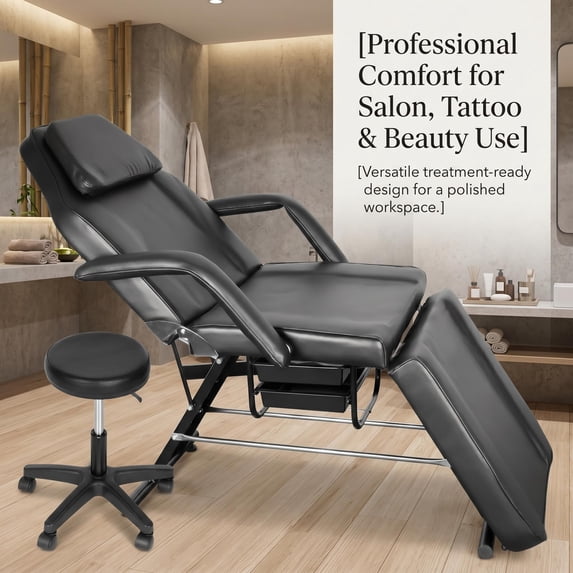 Massage Table & Facial Chair, 3-Section Multipurpose Spa Bed with ...