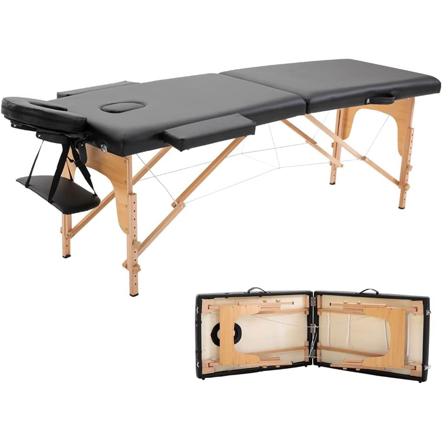 Massage Table Portable, 2 Fold 84" Height Adjustable Salon Spa Bed Spa ...