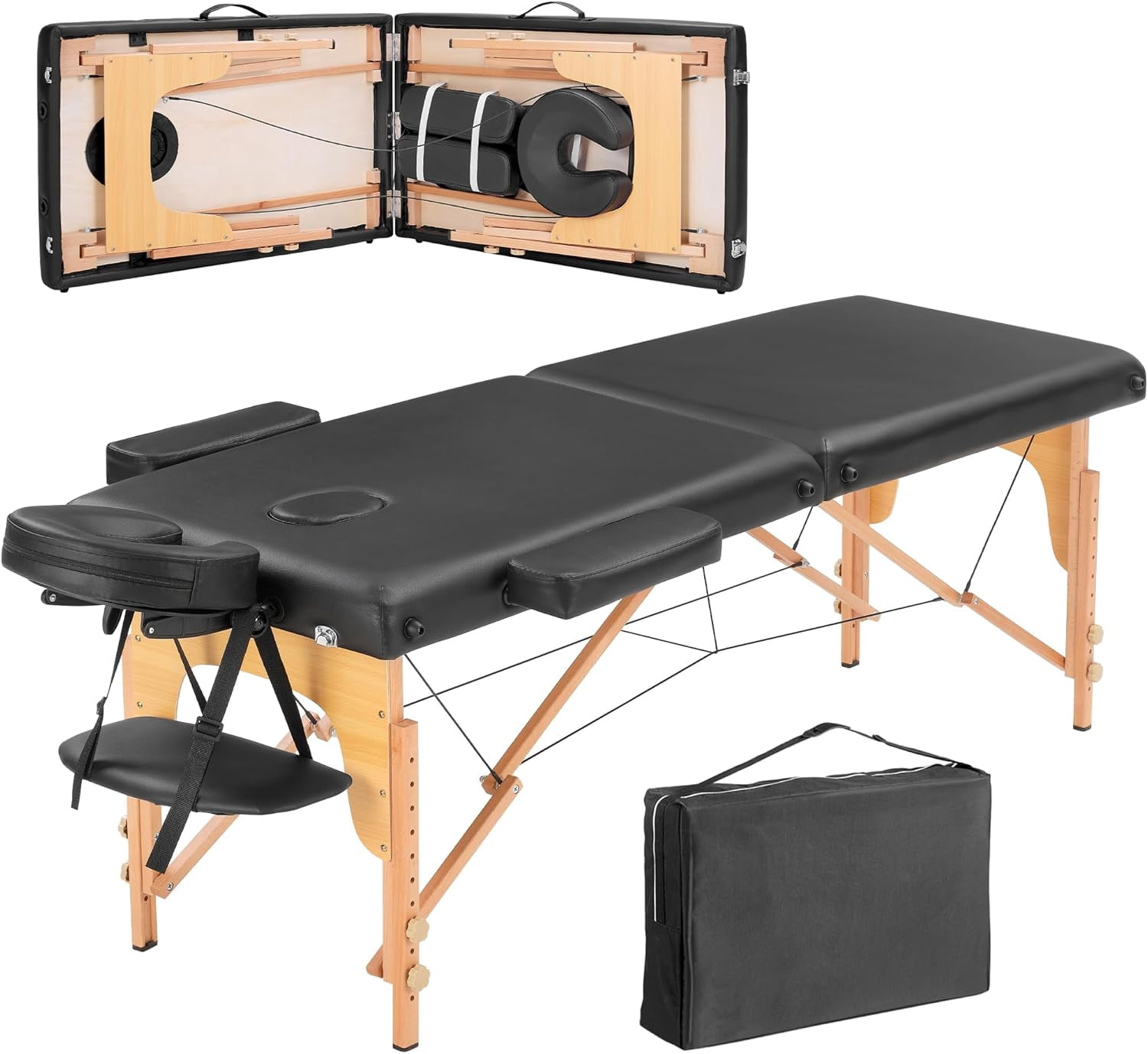 Massage Table Portable Massage Bed, 2 Folding Lash Bed with Adjustable ...