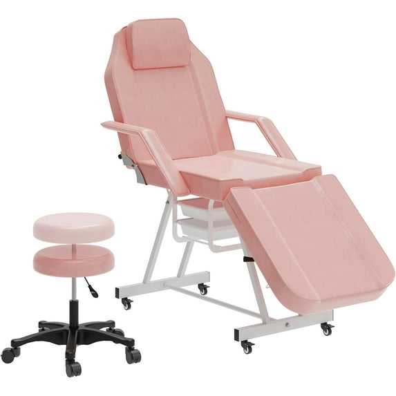 Massage Table Tattoo Chair with Hydraulic Stool, Facial Bed with Wheels, Multi-Purpose ...