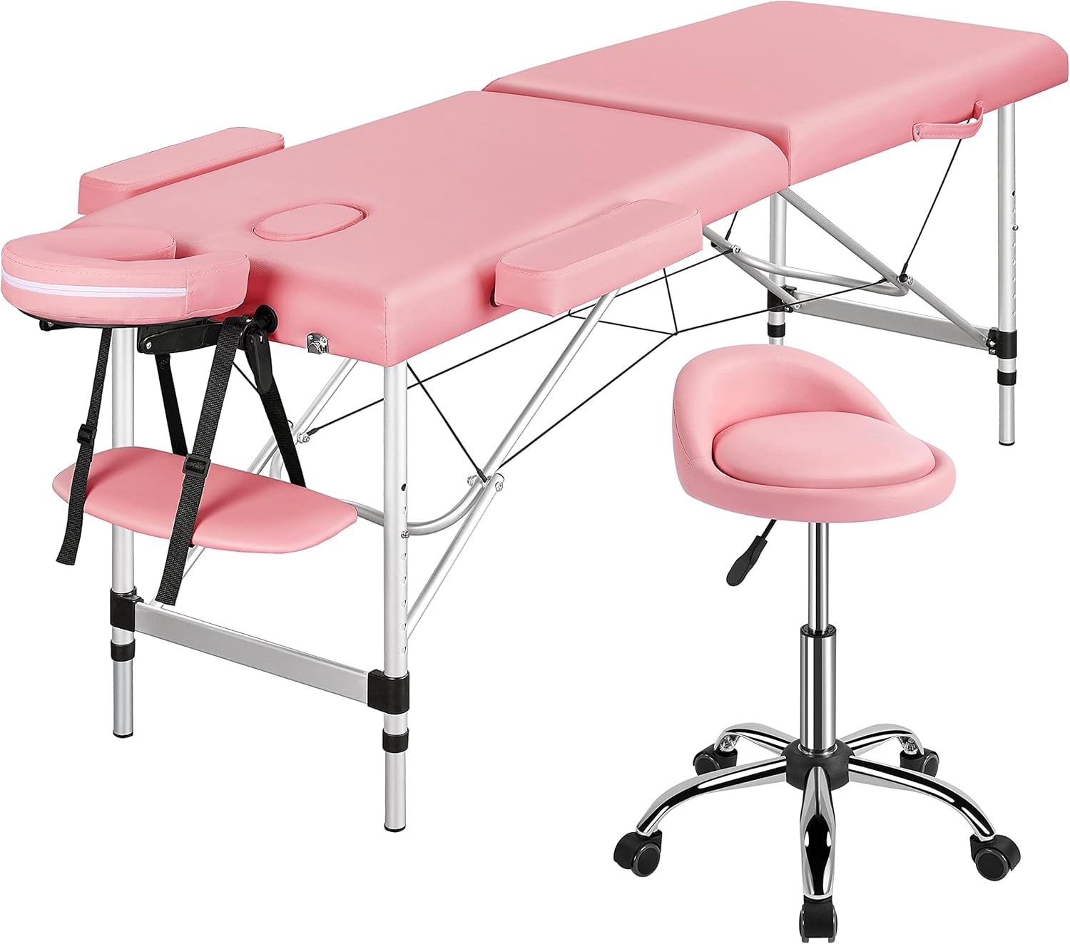 Massage Table with Rolling Stool & Adjustable Salon Chair Aluminum ...