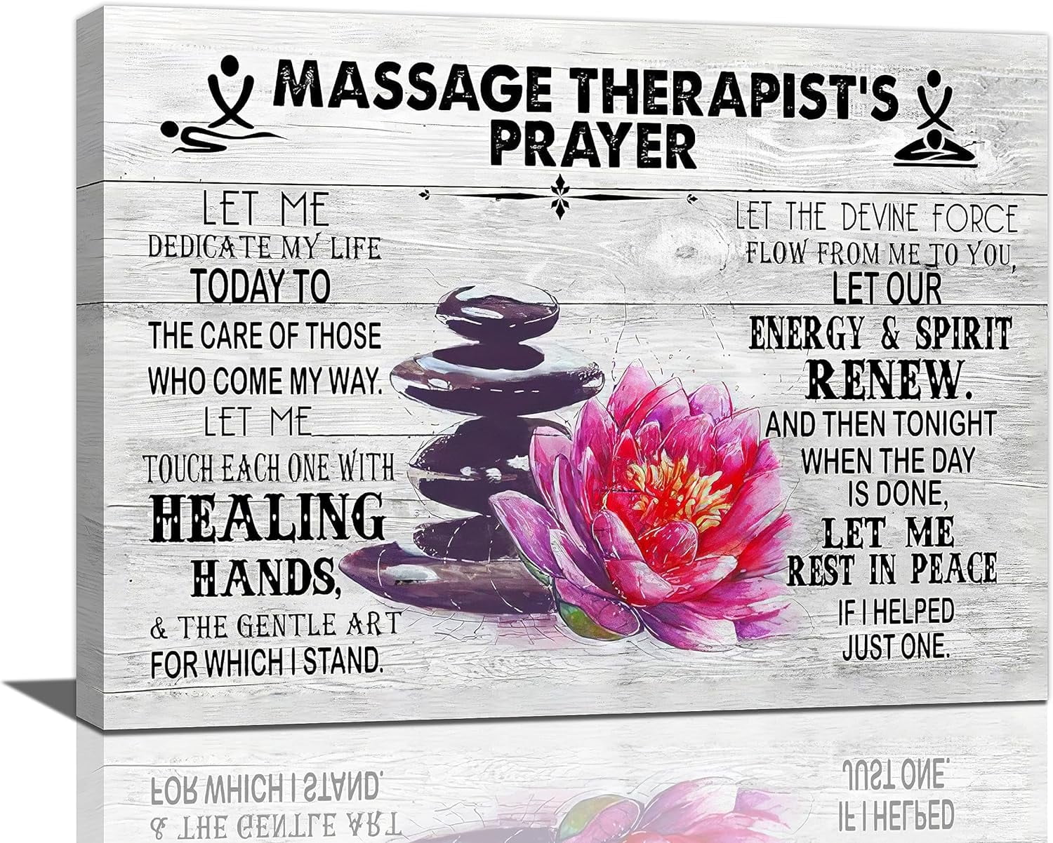 Massage Therapist Decor Wall Art Rustic Zen Stone Flower Relaxation ...