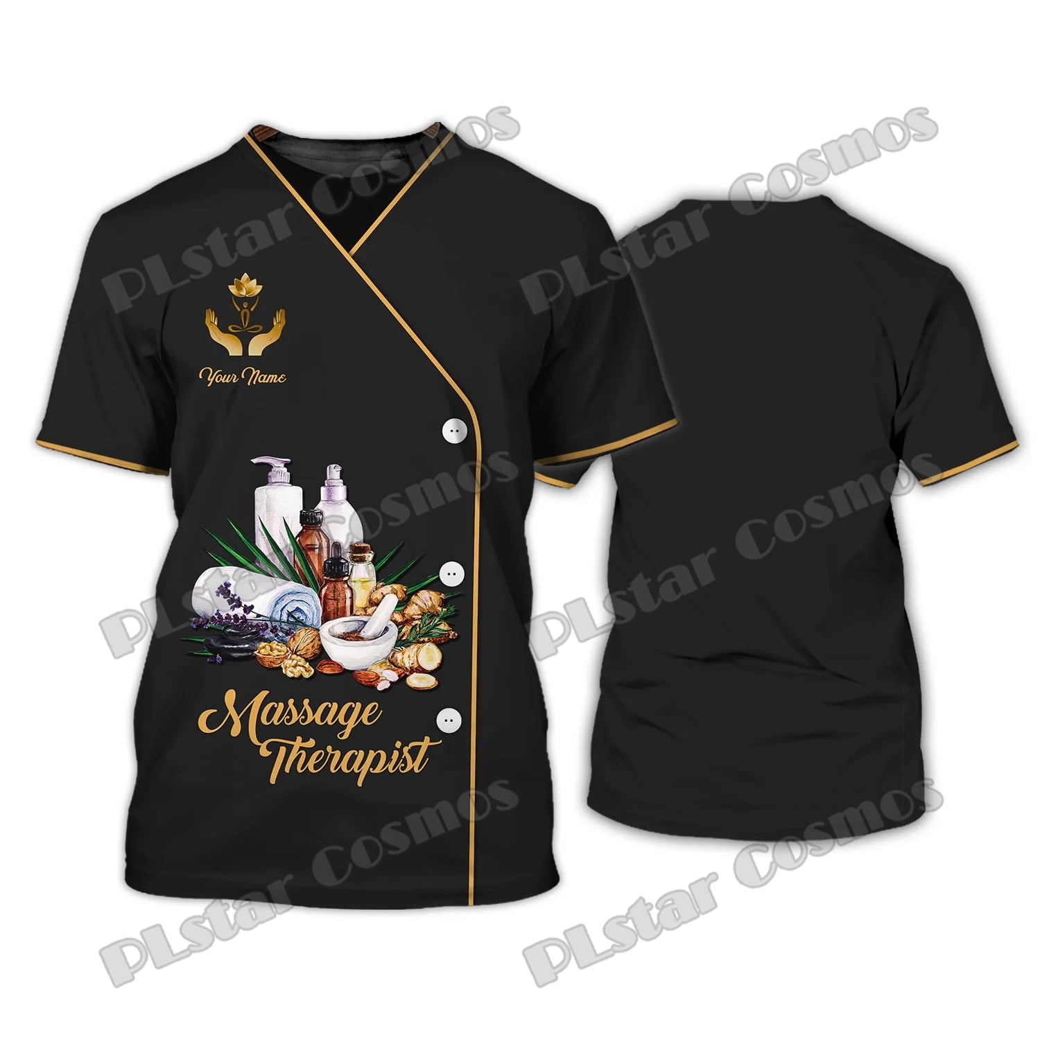 Massage Therapist Shirts Massage Spa Pattern Custom Name 3D Printed ...