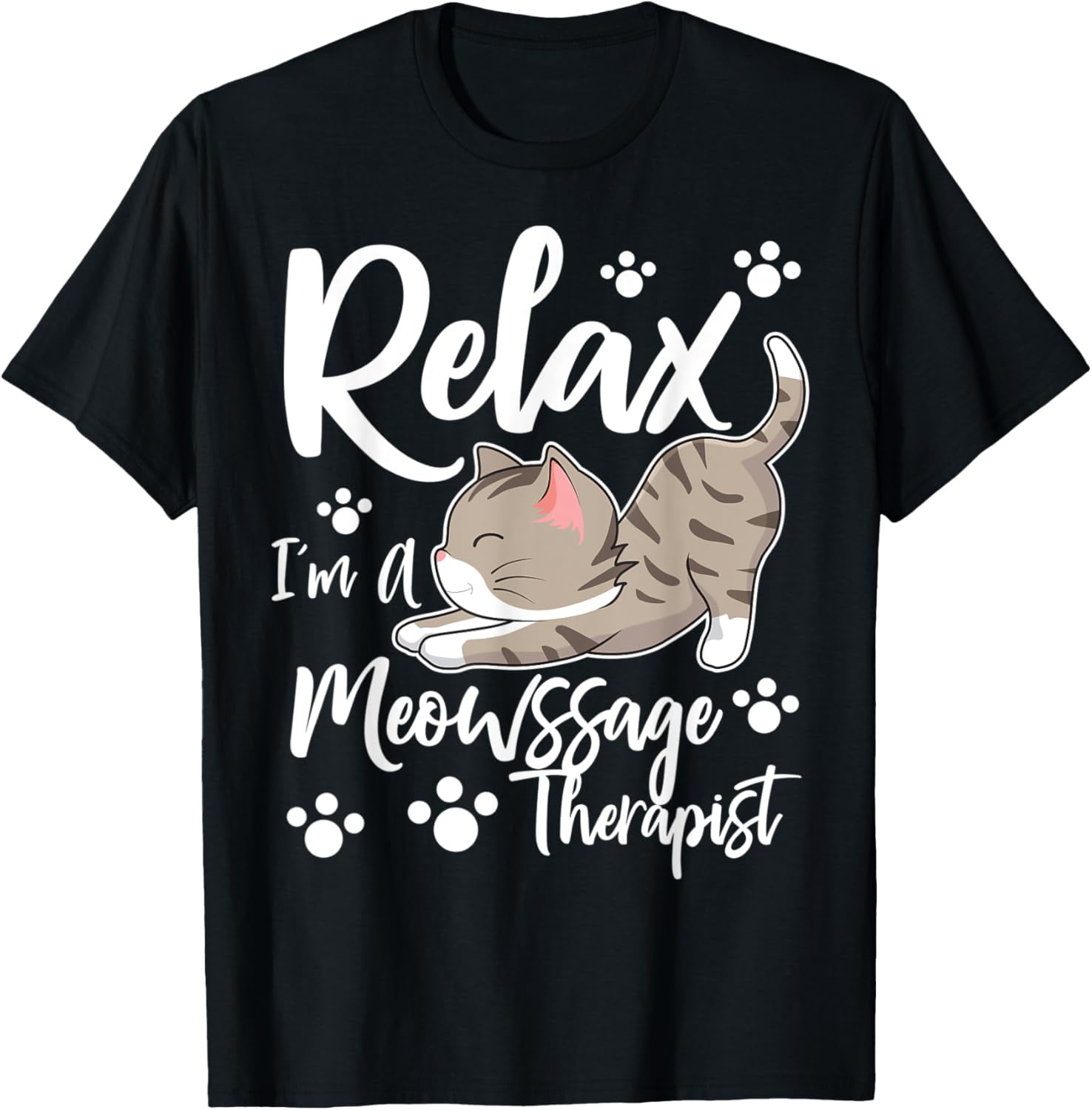 Massage Therapist Therapy Funny Cat LMT T-Shirt men and women can wear ...