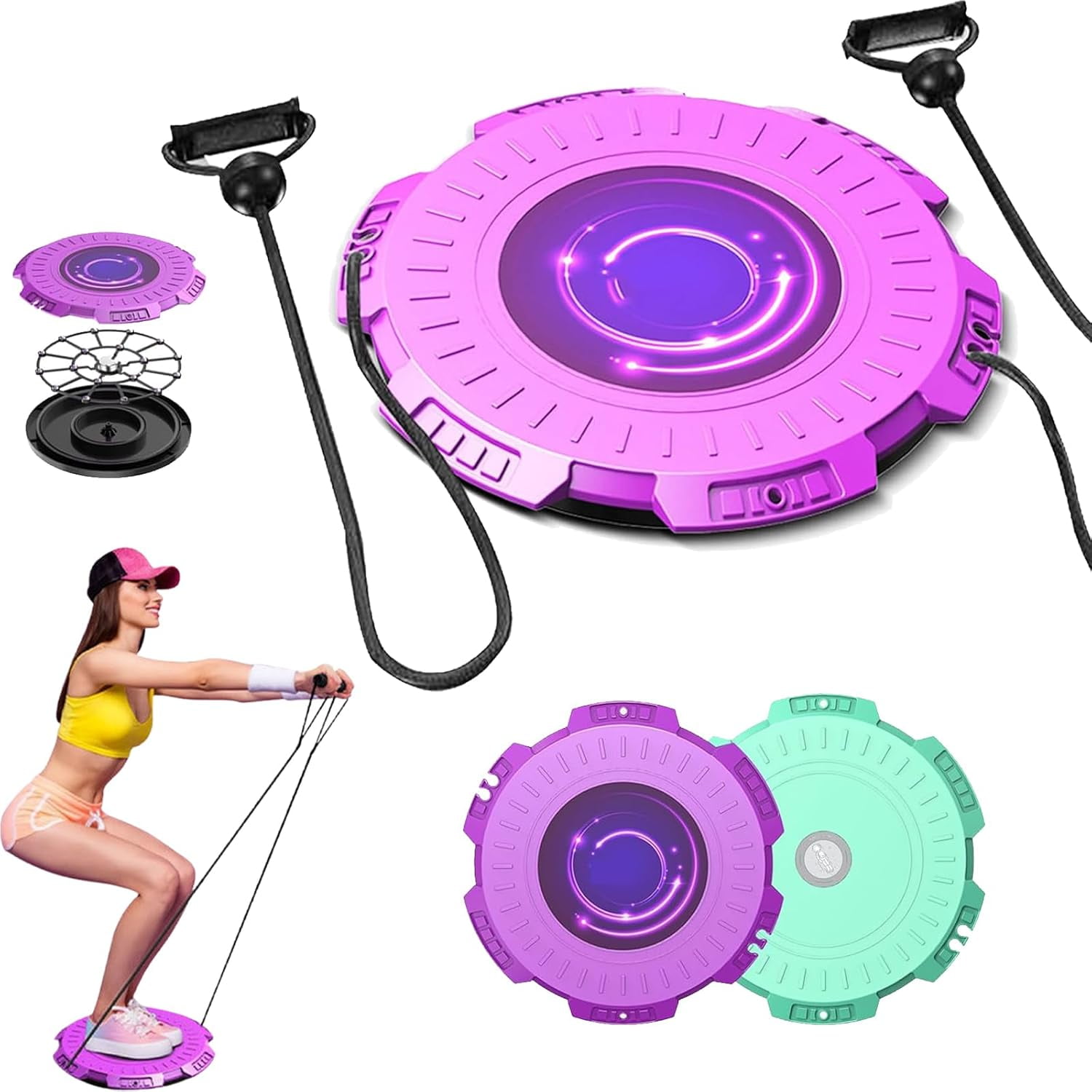 Massage Waist Twisting Board with Pull Rope, Equipped with 2 Tension ...