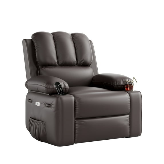 Massage and Heat Recliner Chair - Power Swivel Rocker with USB Charging ...