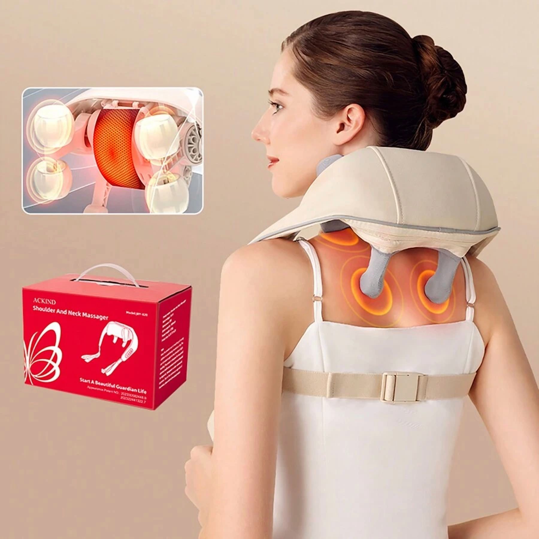 Shiatsu Neck and Shoulder Massager with Heat, Portable Deep Tissue ...