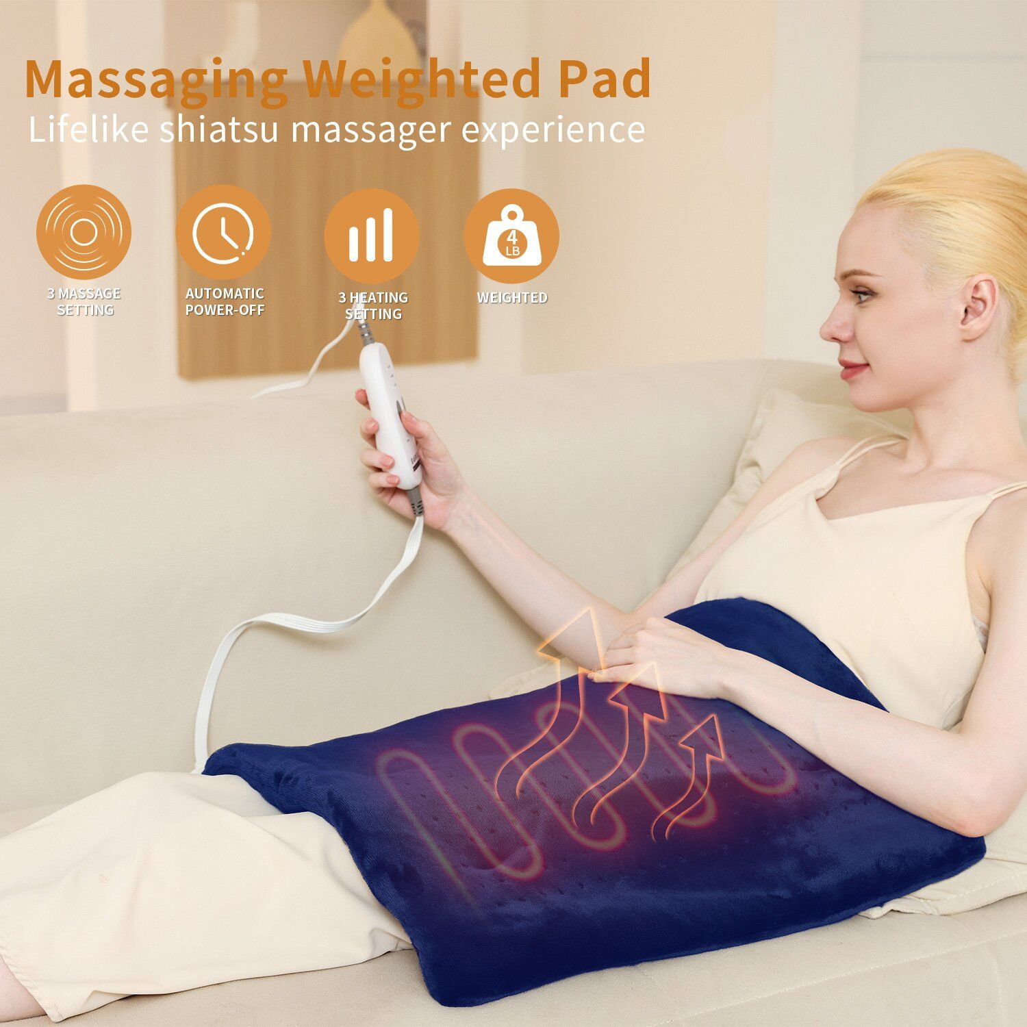 Massaging Weighted Heating Pad,Heating Pads for Back and Shoulders ...