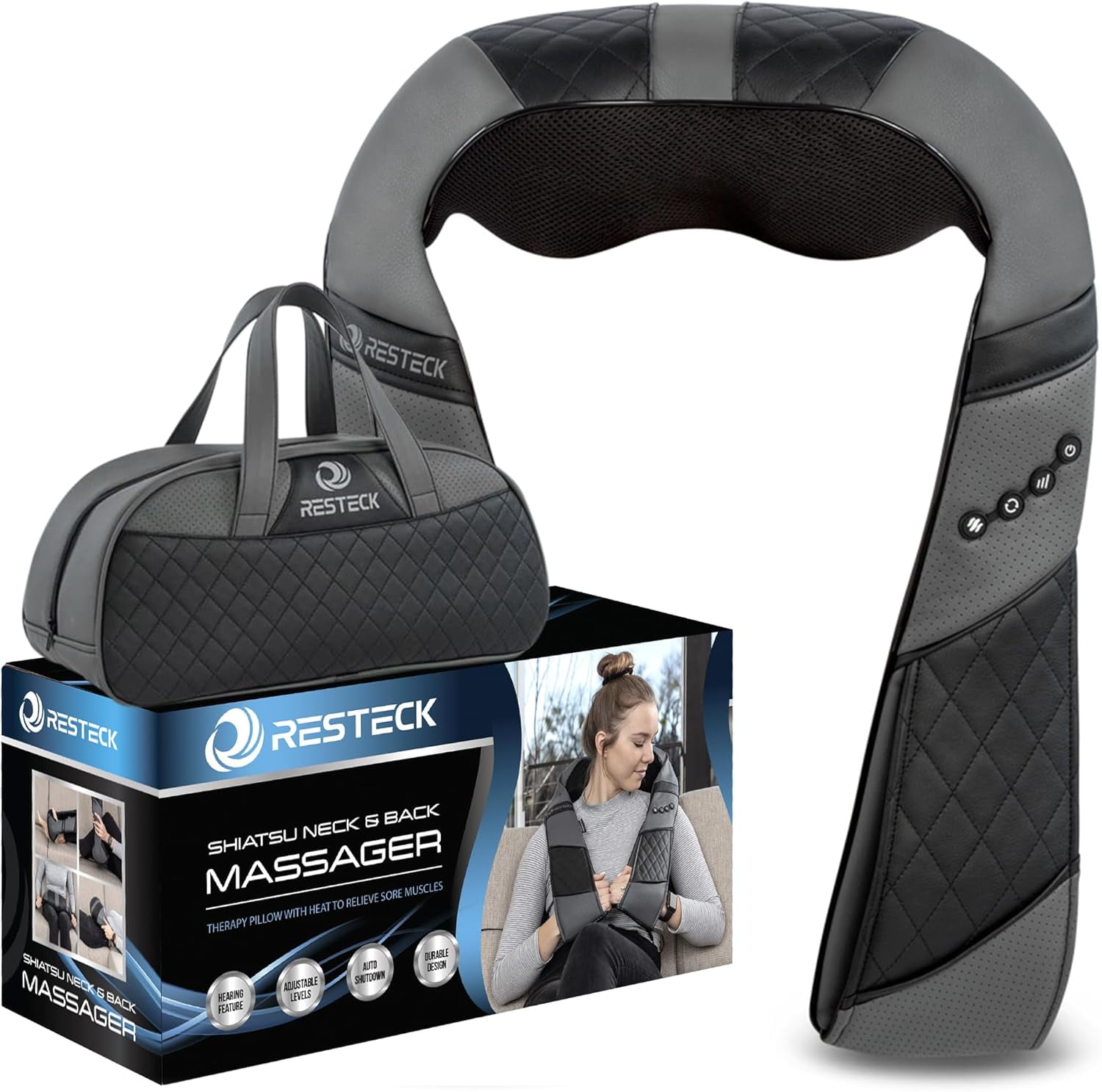 Massars for Neck and Back with Heat - Deep Tissue 3D Kneading Pillow ...
