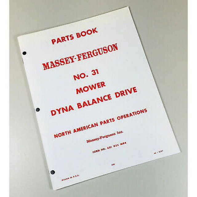 Massey Ferguson 31 Mf31 Sickle Bar Mower Parts Manual Catalog Book ...