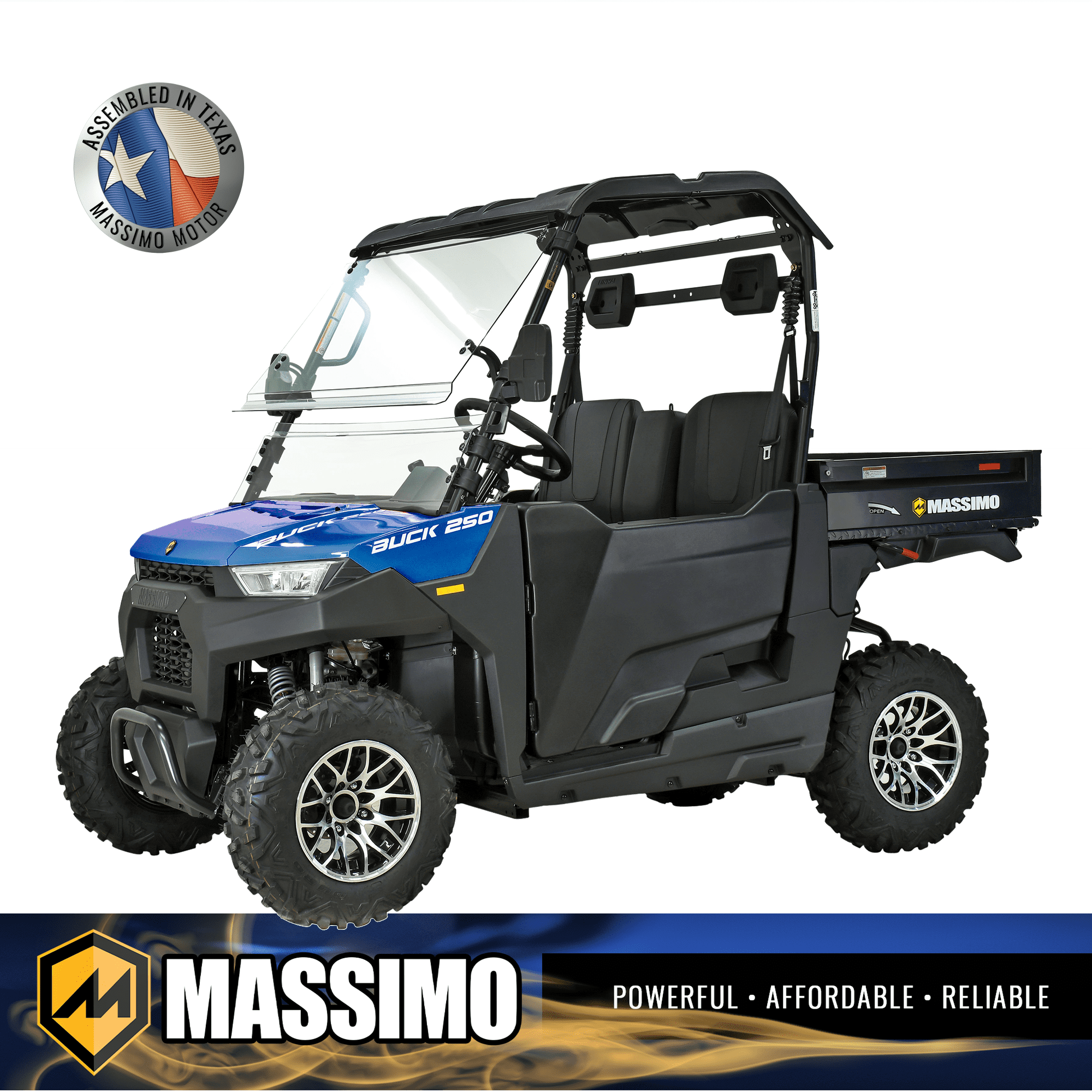 Massimo Buck 250 Compact 12hp Blue Side by Side UTV, 177cc Engine with ...