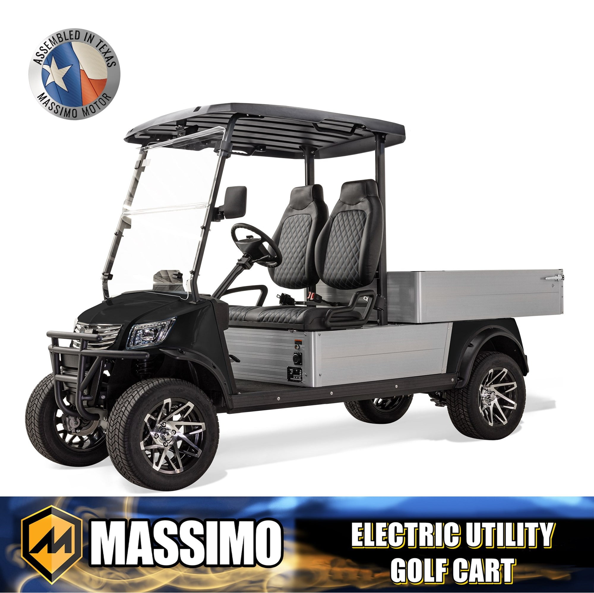 Massimo MVR Cargo Max Electric Utility Golf Cart 48V 5kW Motor - Black ...