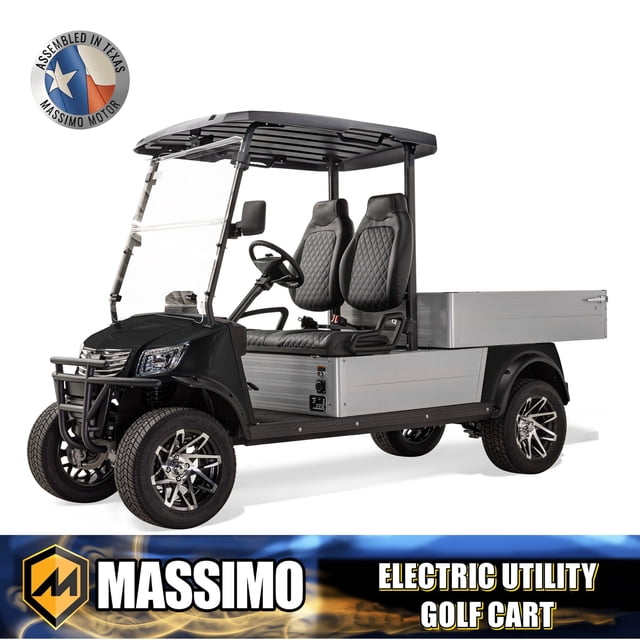 Massimo MVR Cargo Max Electric Utility Golf Cart 48V 5kW Motor - Black ...