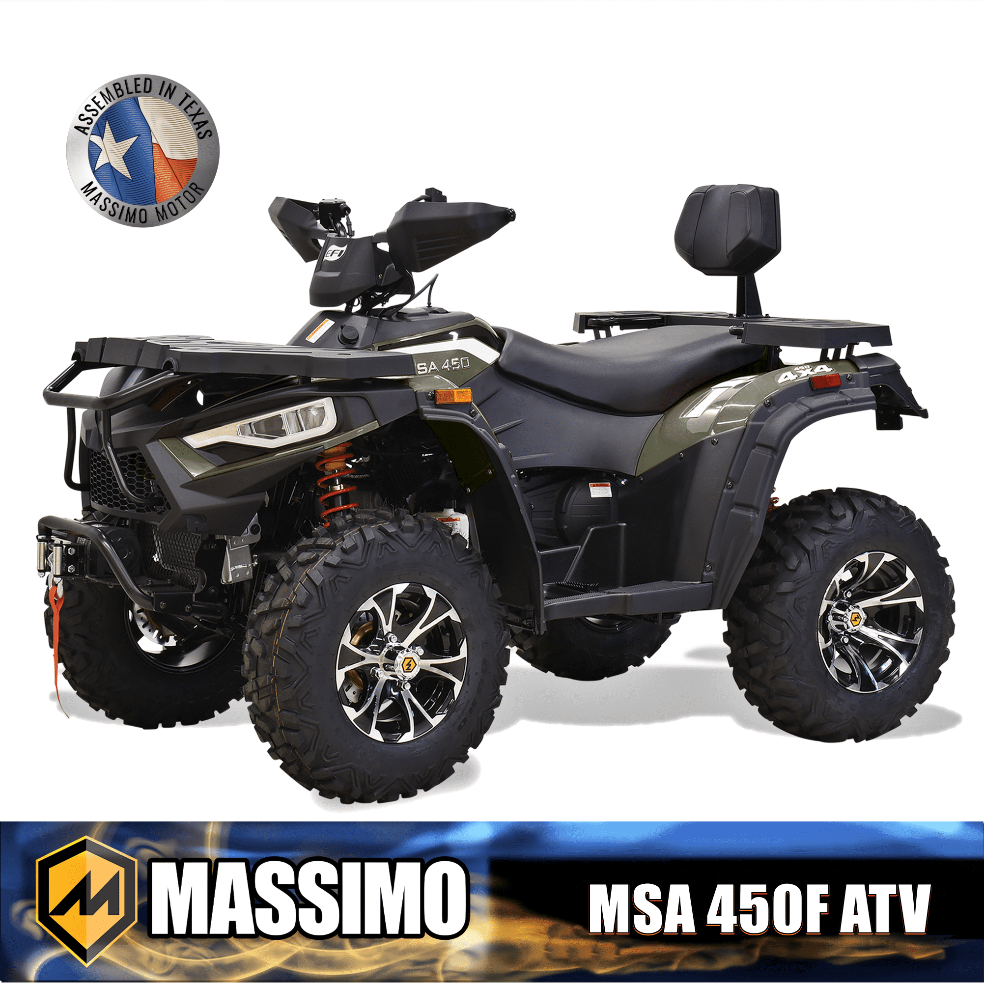 Massimo MSA450F Adult ATV Quad 352cc 25 HP 4 Stroke 4-Wheeler - Green ...