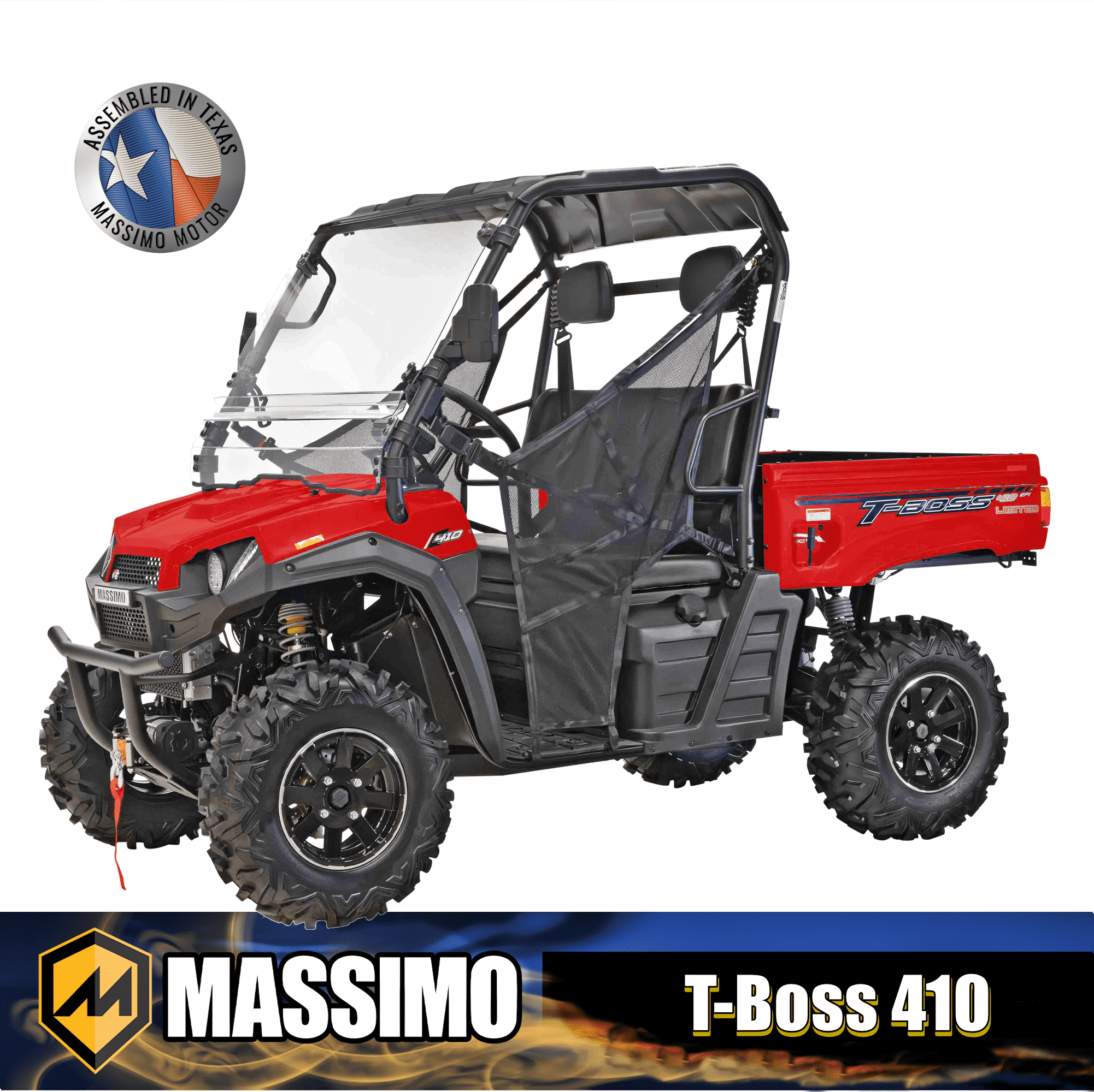Massimo T-Boss 410 EFI 4 Stroke: Red 4WD UTV with Side ATV Four Wheeler ...