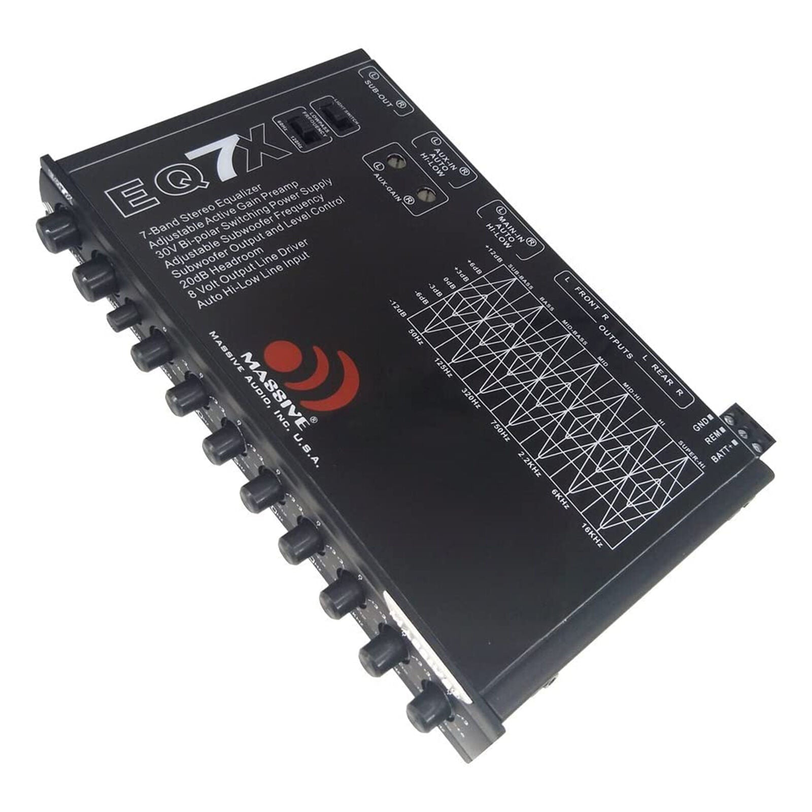 Massive Audio EQ-7Xv2 Car Equalizer with 7 Band Graphic Equalizer - Aux ...