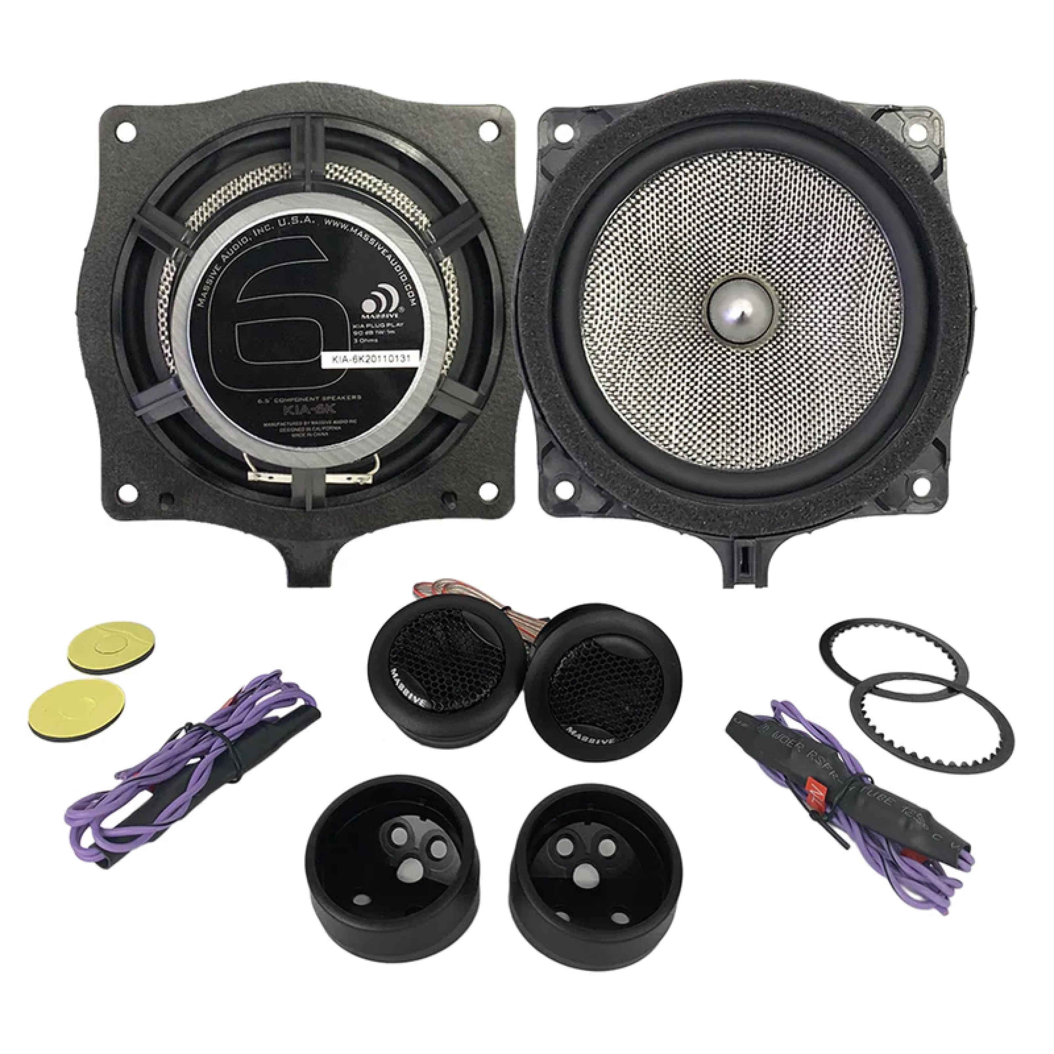 Massive Audio KIA6K 6.5" OEM Drop-in, 80 Watts RMS Component Speakers ...